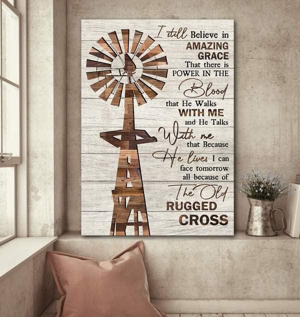 Metal tin Sign Plaque Awesome Windmill Because of The Old Rugged Cross ...