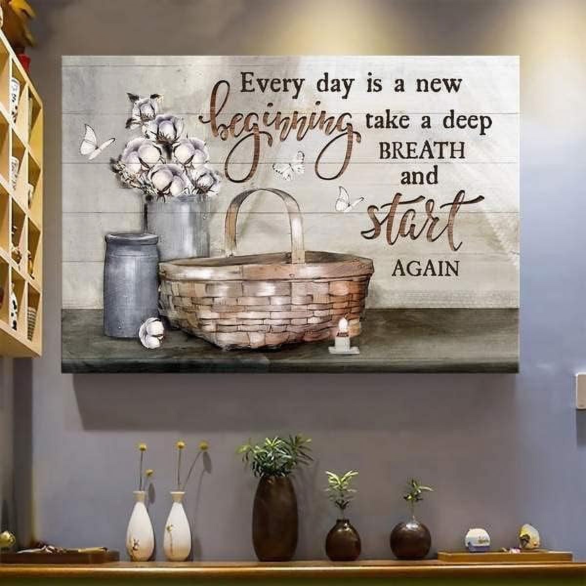 Metal tin Sign Plaque Jesus Little Basket Every Day is A New Beginning ...