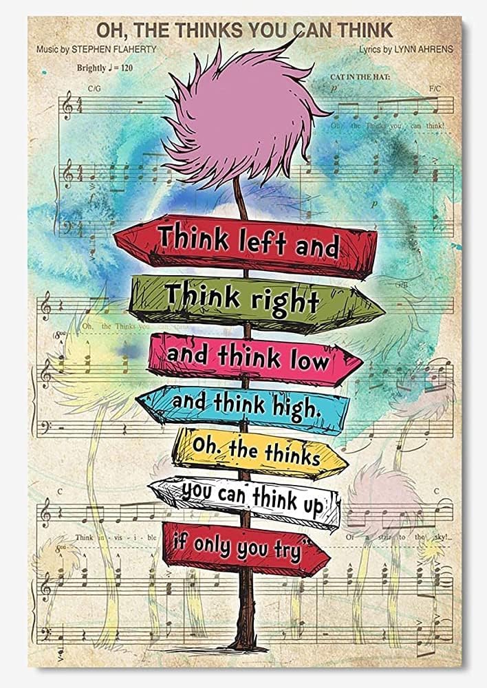 Metal tin Sign Plaque Oh The Thinks You Can Think Retro Metal Tin Sign ...