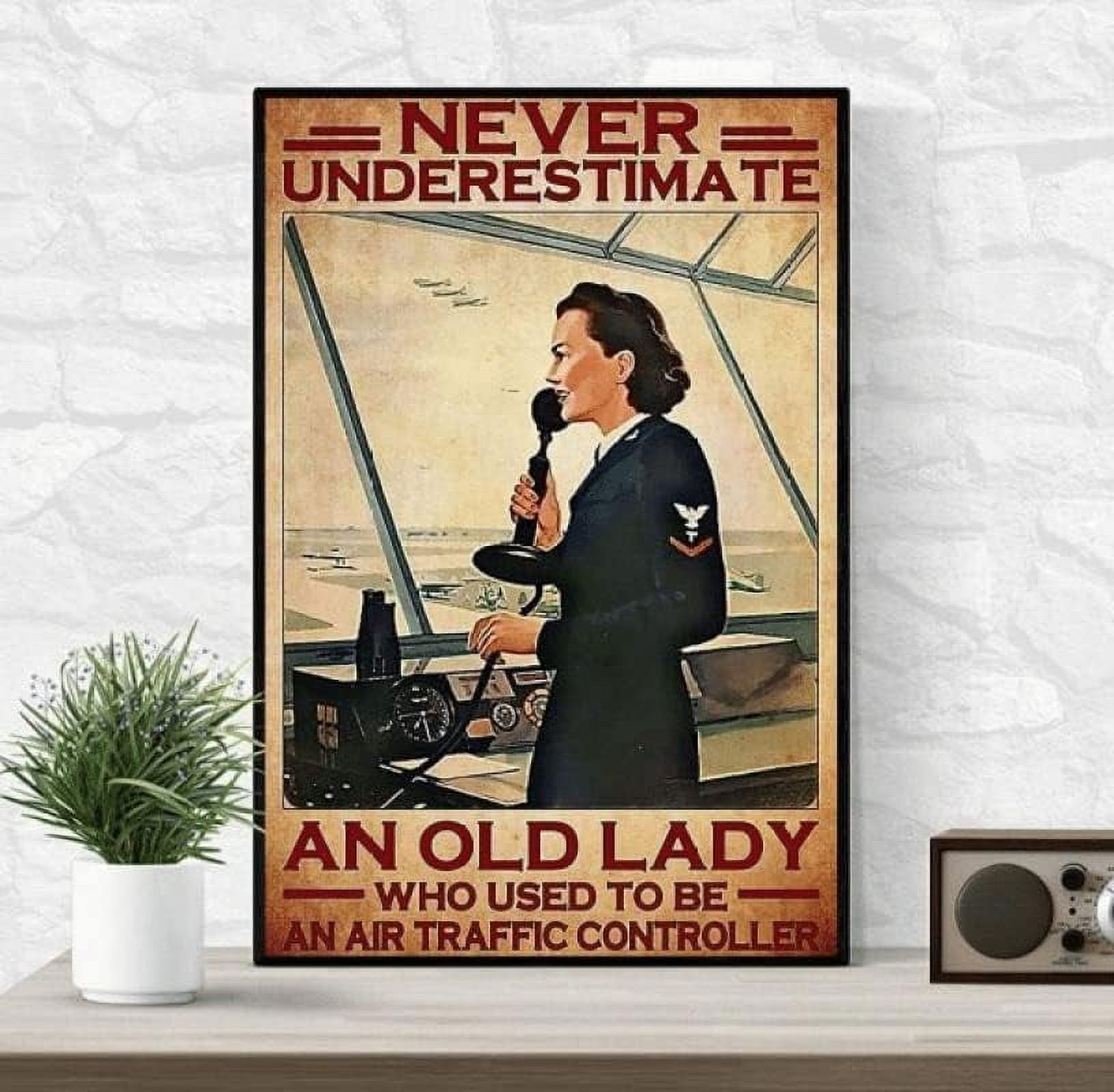 Metal tin Sign Plaque an Old Lady Who Used to Be Air Traffic Controller ...