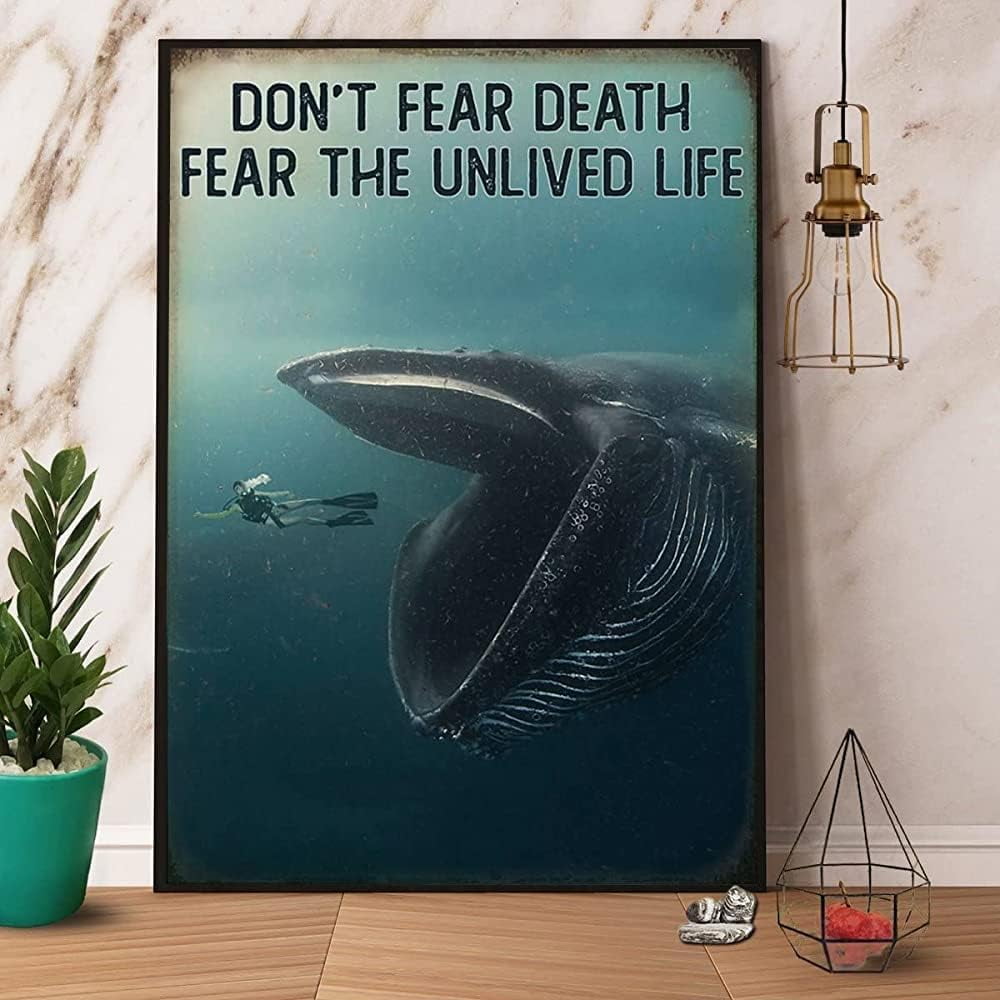 Metal tin Sign Plaque Scuba Diving Shark Don Fear Death Fear The ...