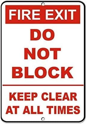 Metal tin sign 8x6 inches Fire Exit Do Not Block Keep Clear At All ...