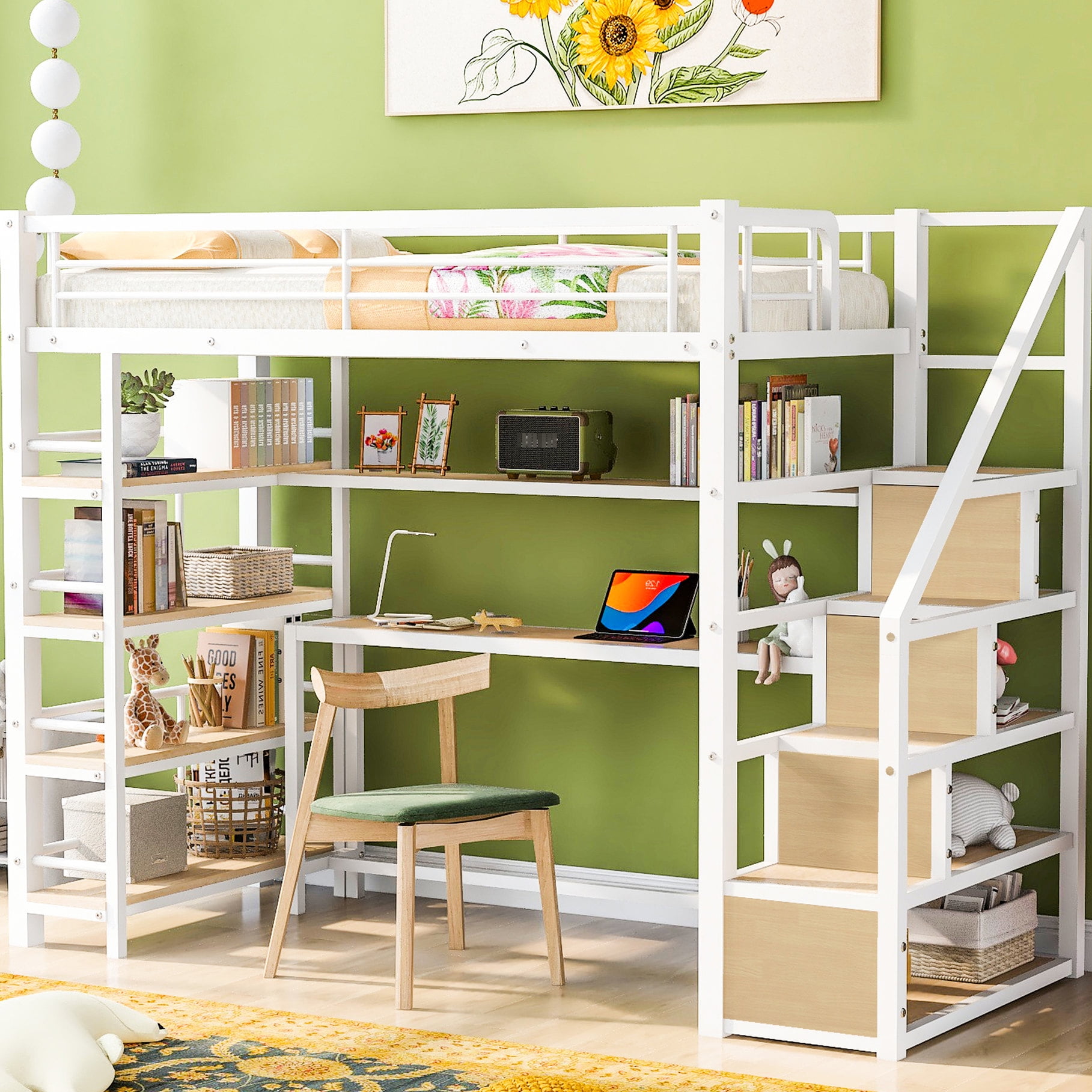Metal twin white - 3 - in - 1 design for work and rest - In the bedroom ...