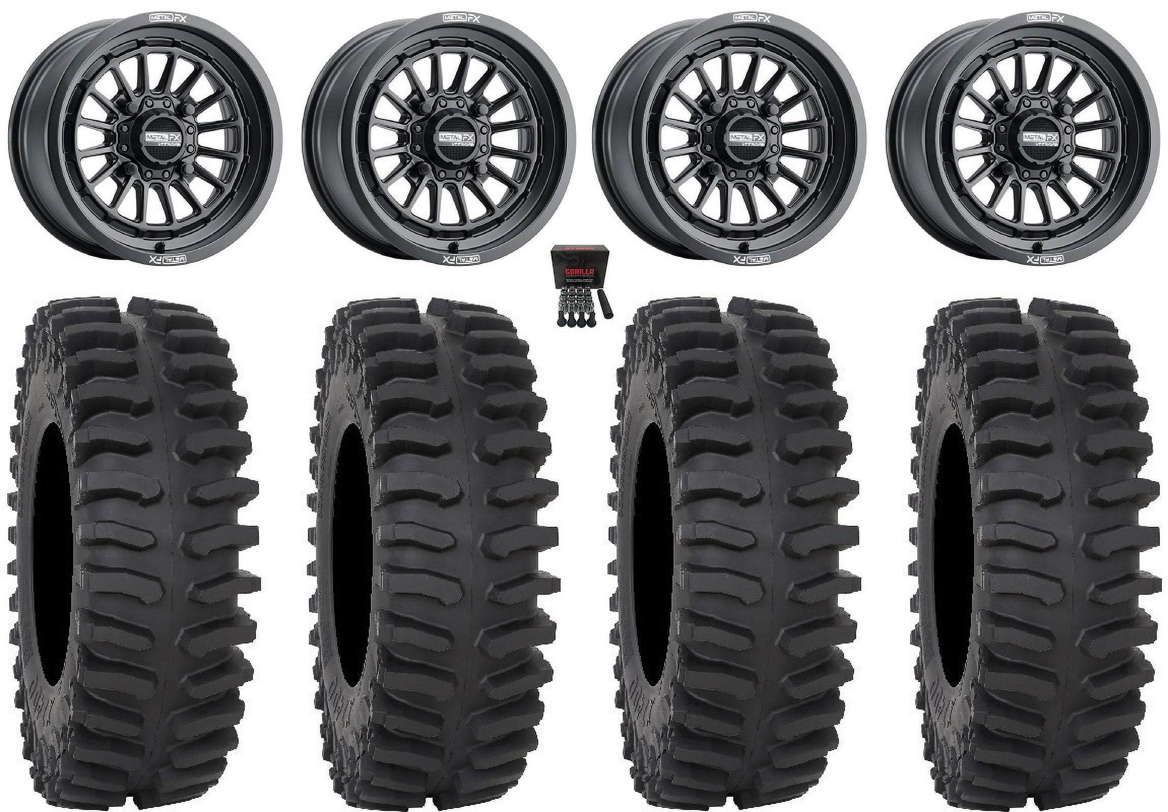 MetalFX Delta 15" Wheels Black 30" XT400 Tires Kawasaki Mule Pro FXT ...