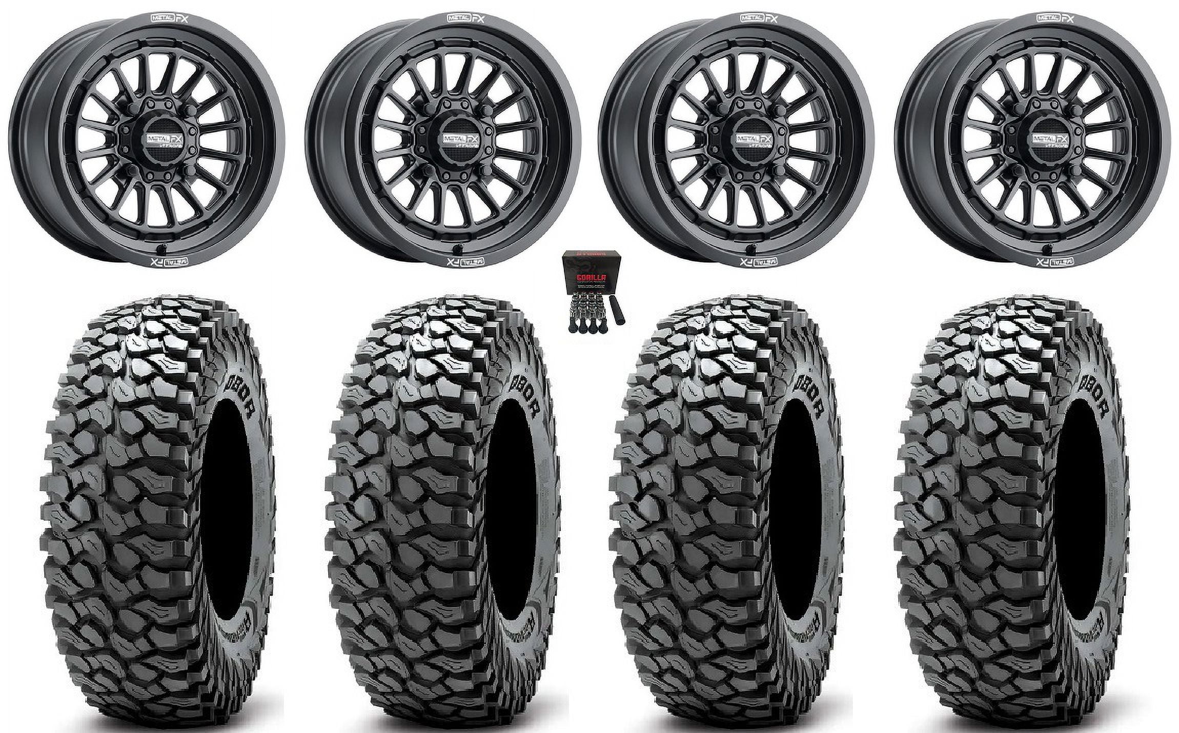MetalFX Delta 15" Wheels Black 32" RocScraper Tires Can-Am Maverick X3 ...