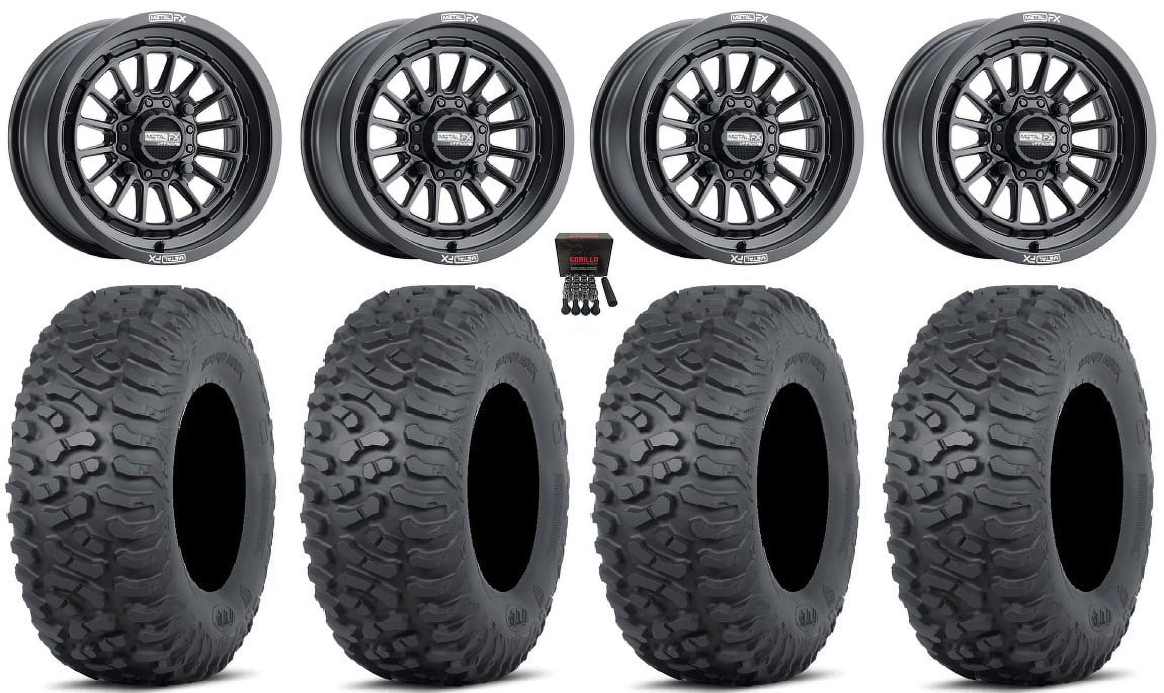 MetalFX Delta 15" Wheels Black 32" Terra Hook Tires Polaris RZR XP 1000 ...