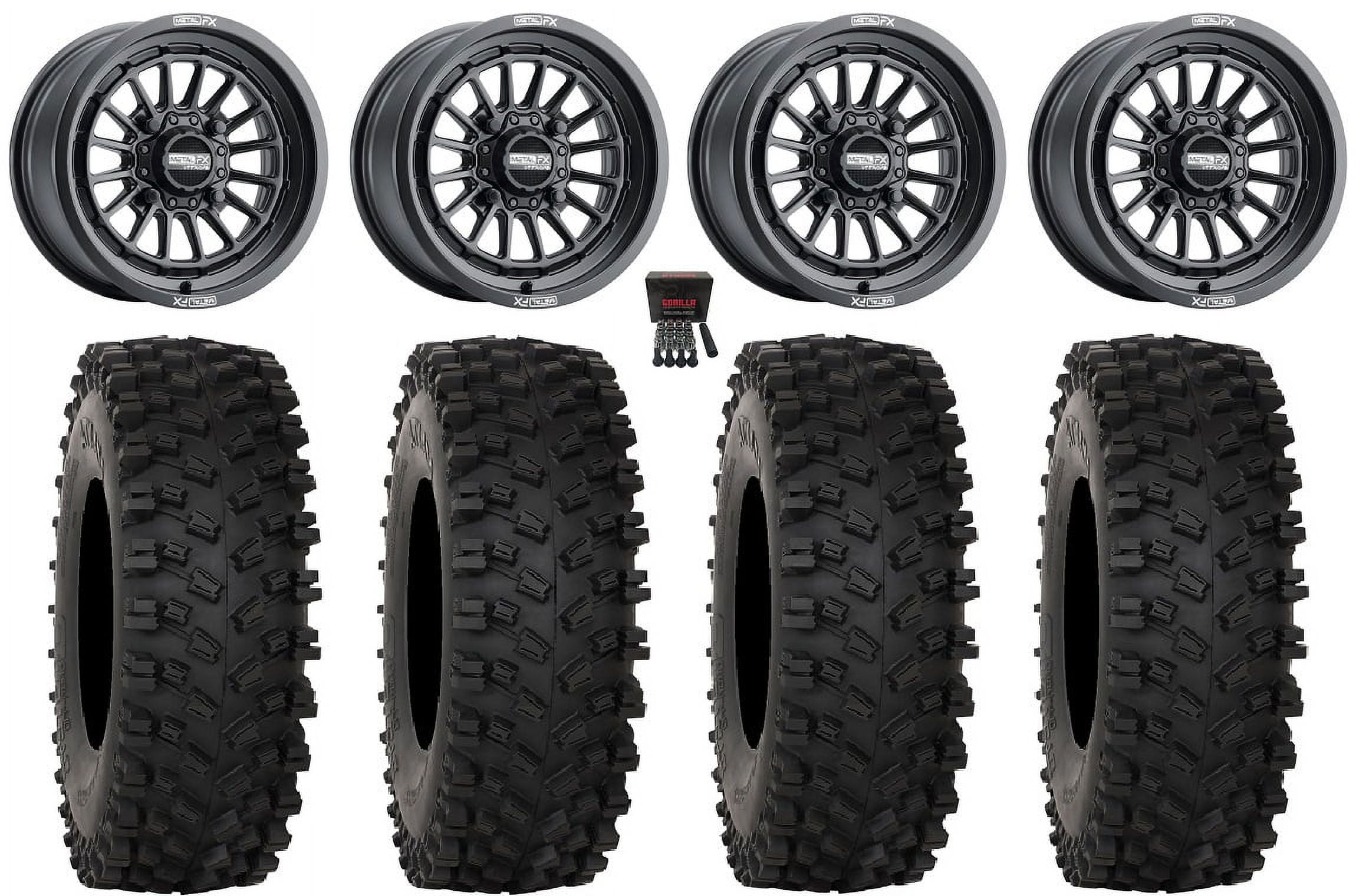 MetalFX Delta 15" Wheels Black 33" ATX470 Tires Can-Am Maverick X3 ...