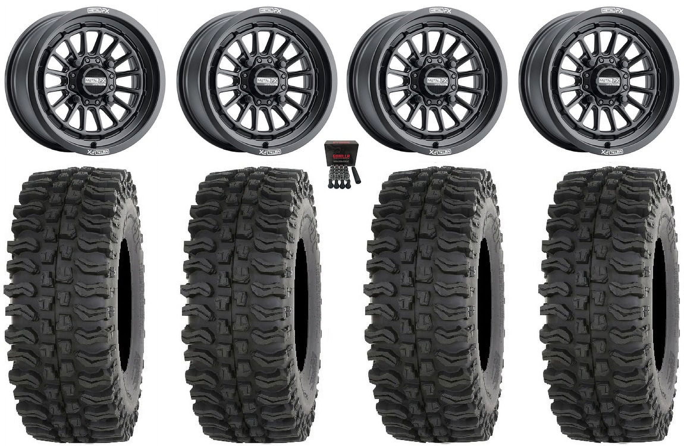 MetalFX Delta 15" Wheels Black 33" BDC Tires Can-Am Maverick X3 / Honda ...
