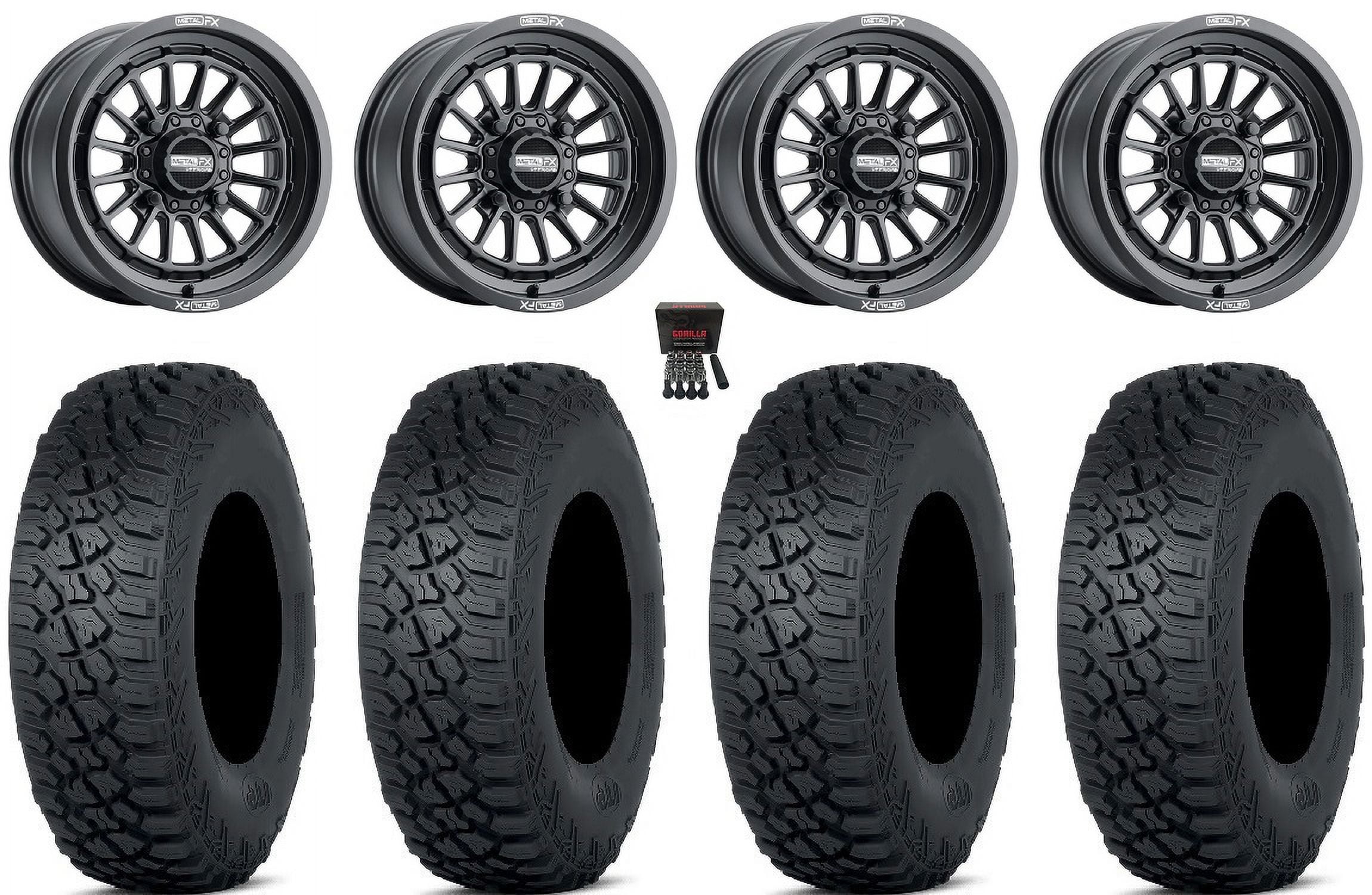 MetalFX Delta 15" Wheels Black 35" Tenacity XNR Tires Can-Am Commander ...