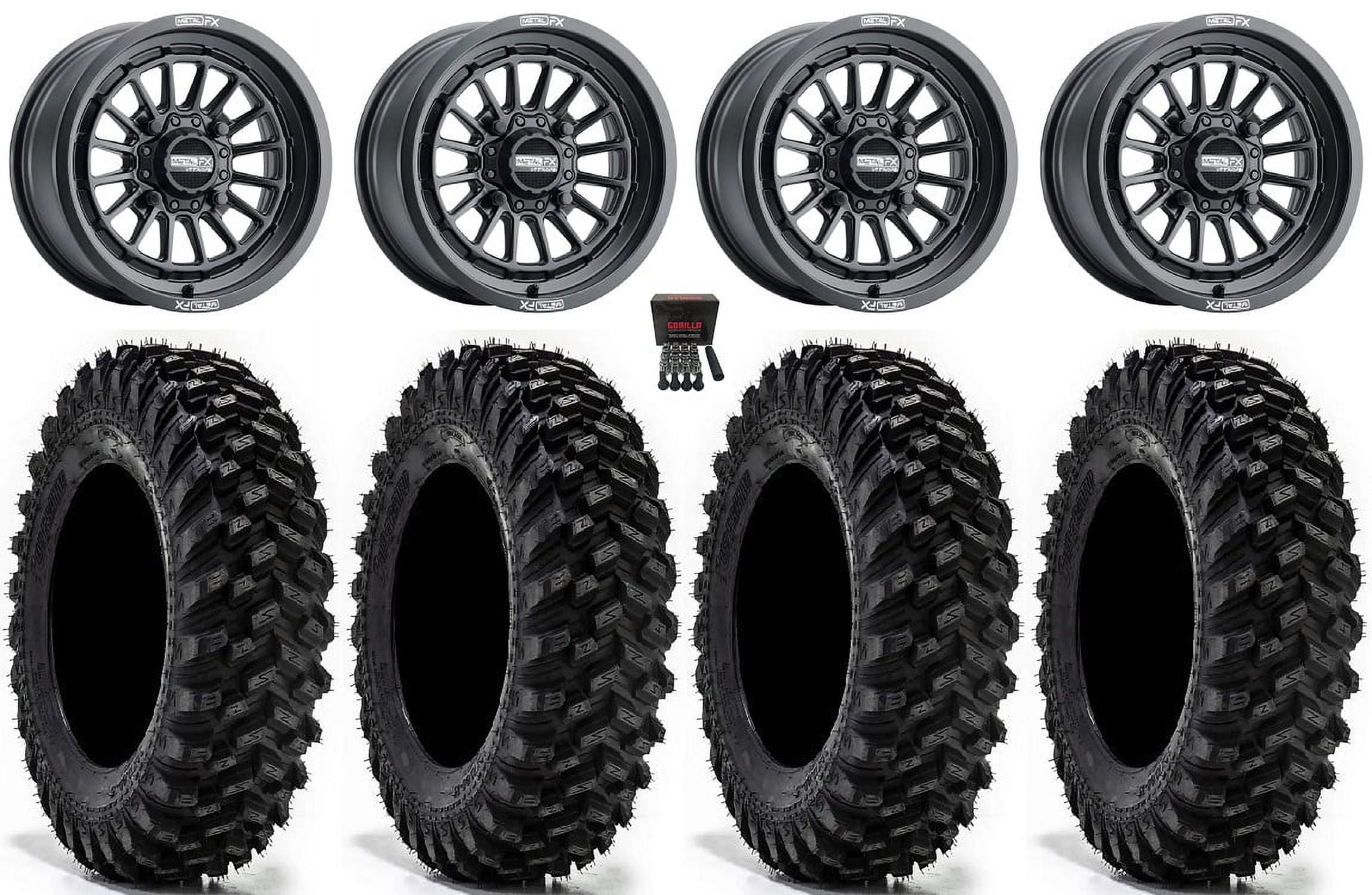 MetalFX Delta 15" Wheels Black 35" Warrior XT Tires Kawasaki Mule ...