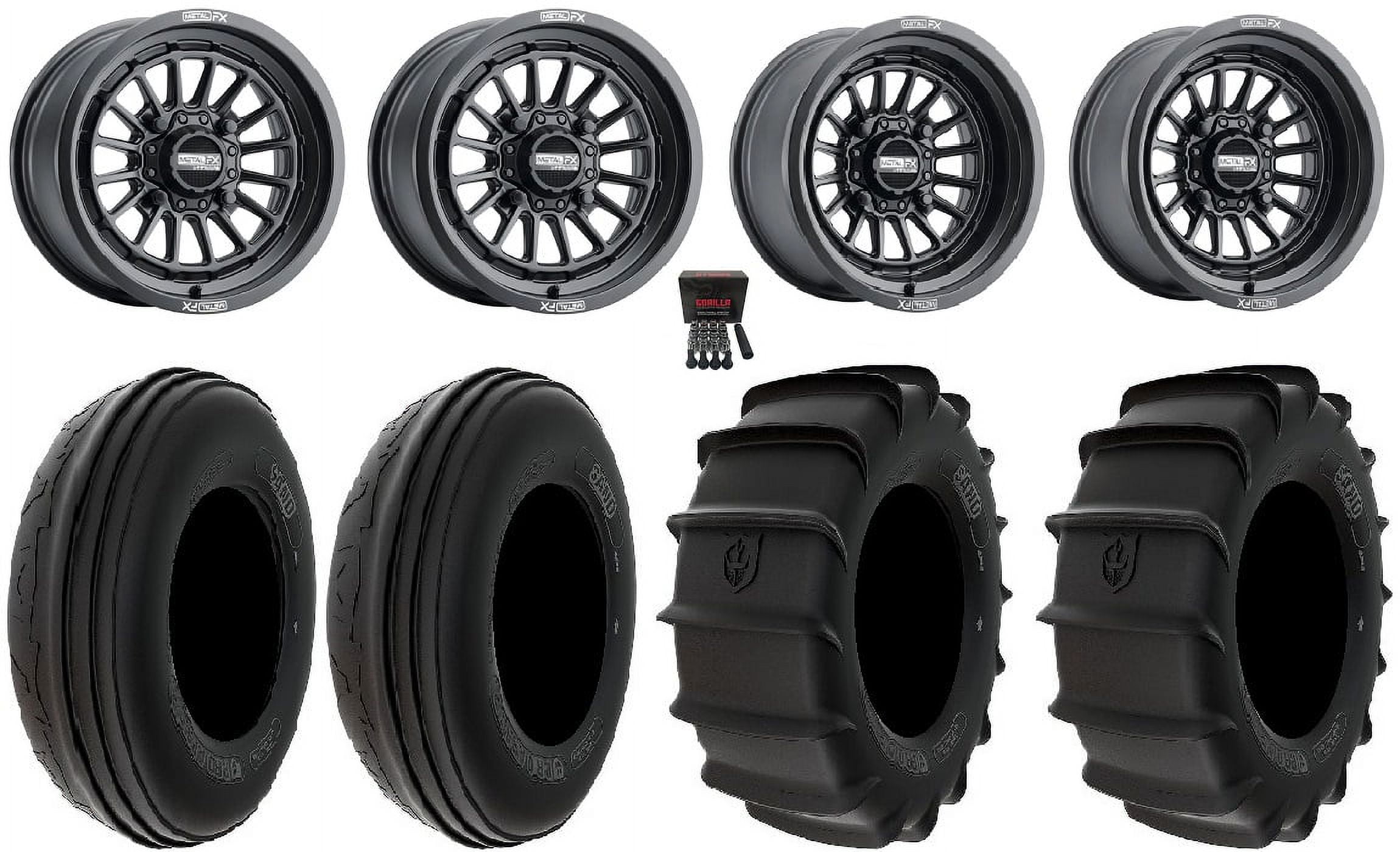 MetalFX Delta 15x7/15x10 Wheels Black 30" Sand Tires Can-Am Commander ...