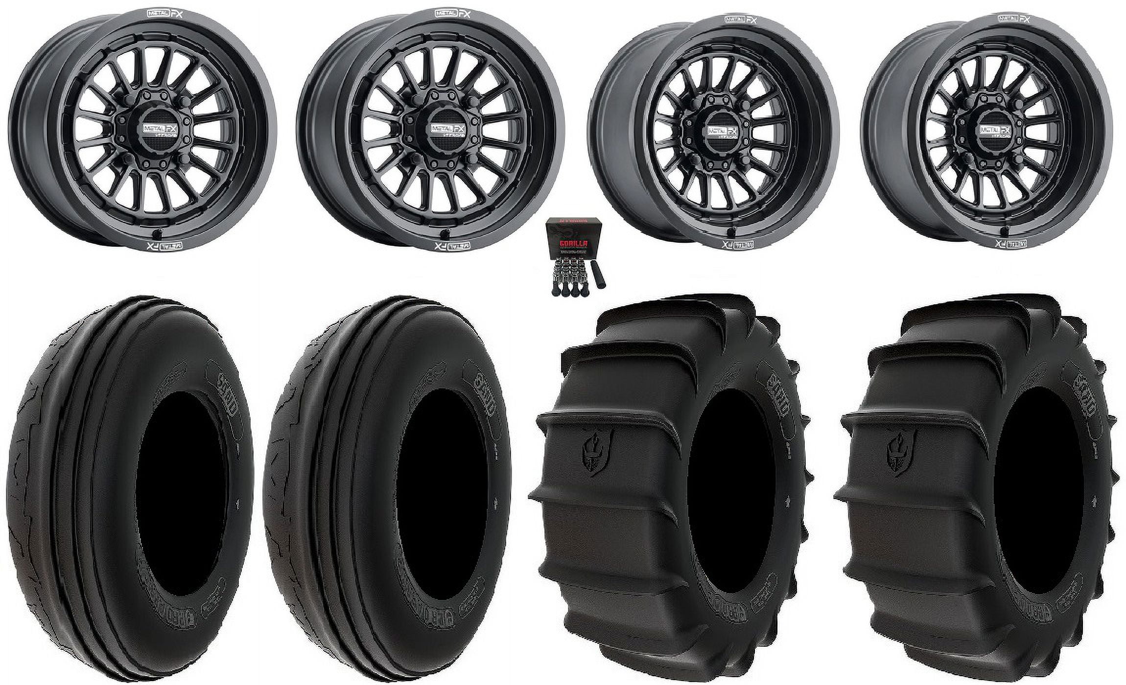 MetalFX Delta 15x7/15x10 Wheels Black 32" Sand Tires Can-Am Commander ...