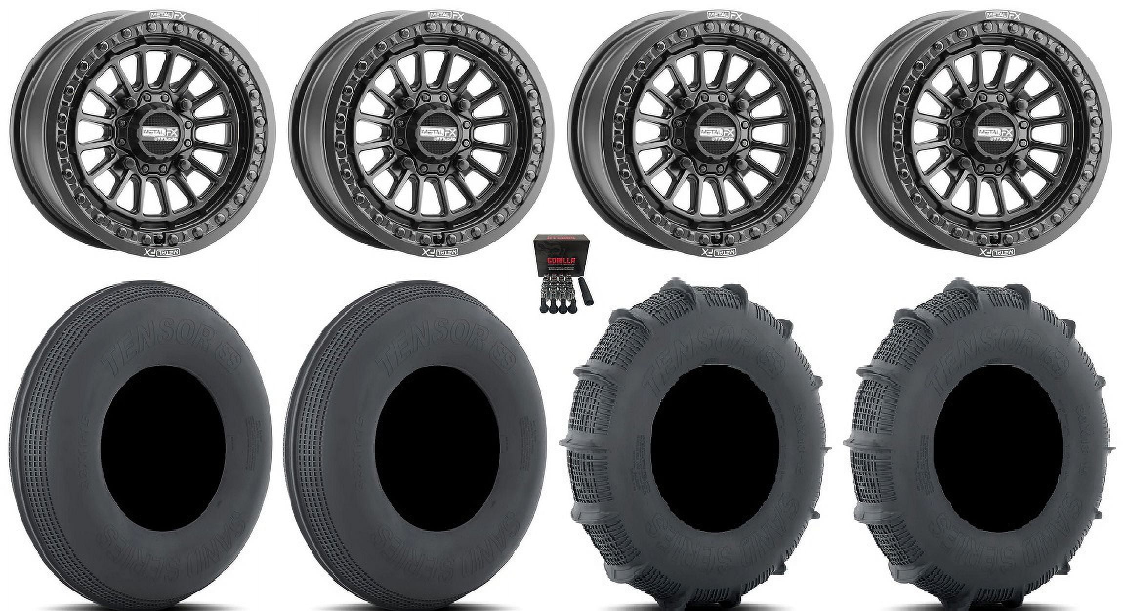 MetalFX Delta Bdlk 15x7/15x10 Wheels Bk 33" Sand Series SS Tires Can-Am ...