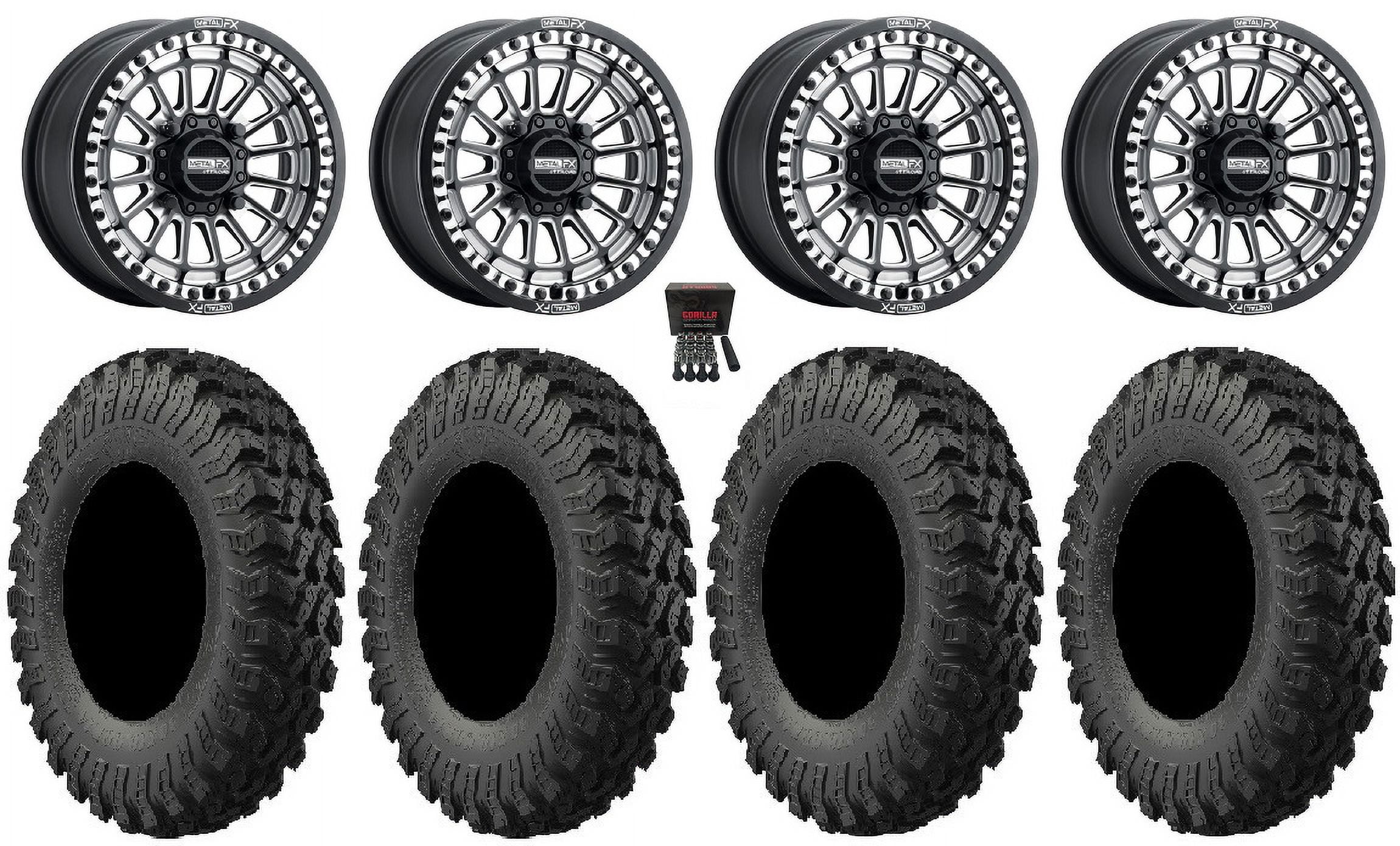 MetalFX Delta Bdlk CC 15" Wheels Bk 28" MotoRally Tires Polaris RZR XP ...