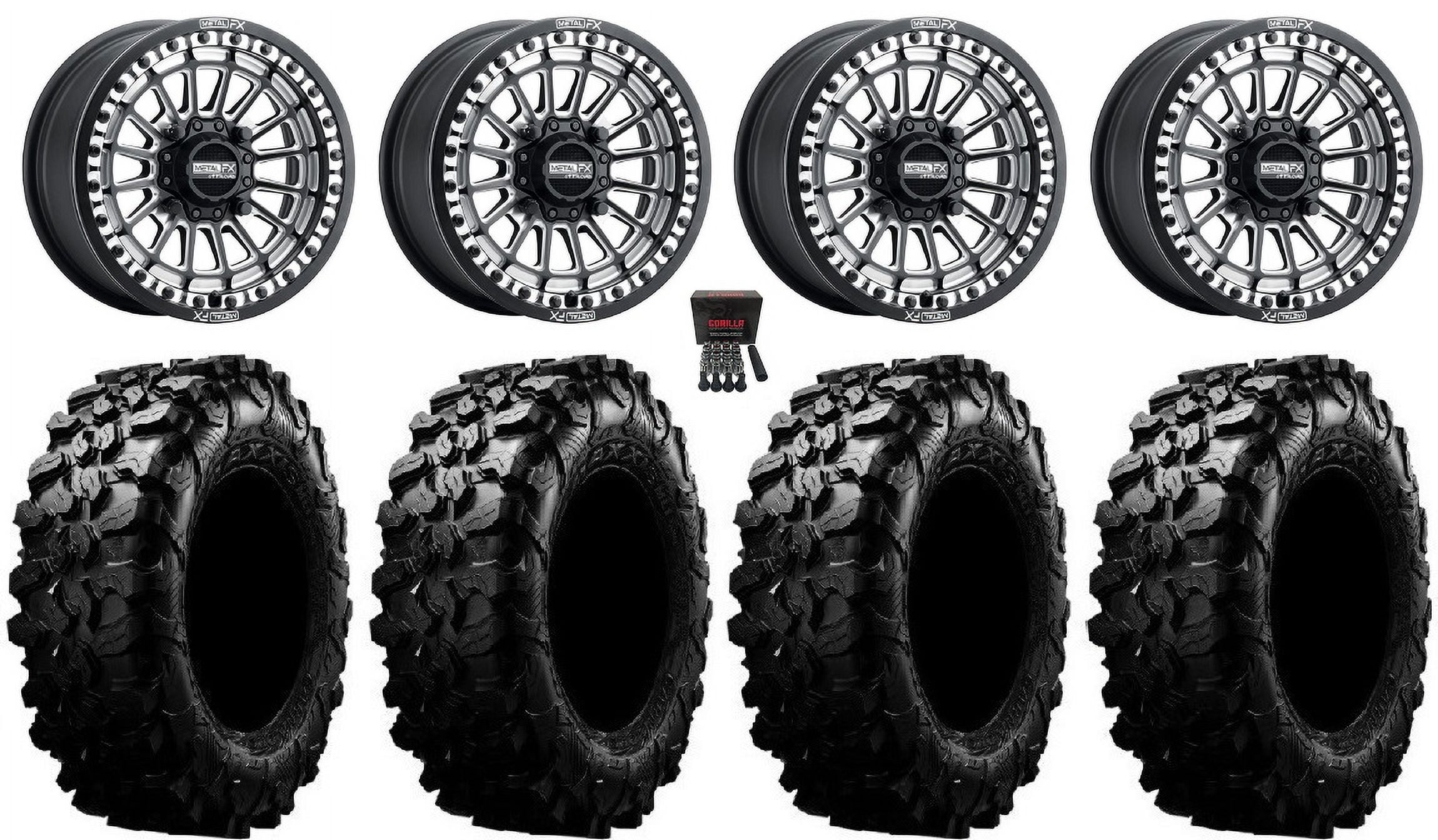 MetalFX Delta Bdlk CC 15" Wheels Bk 29" Carnivore Tires Polaris RZR XP ...