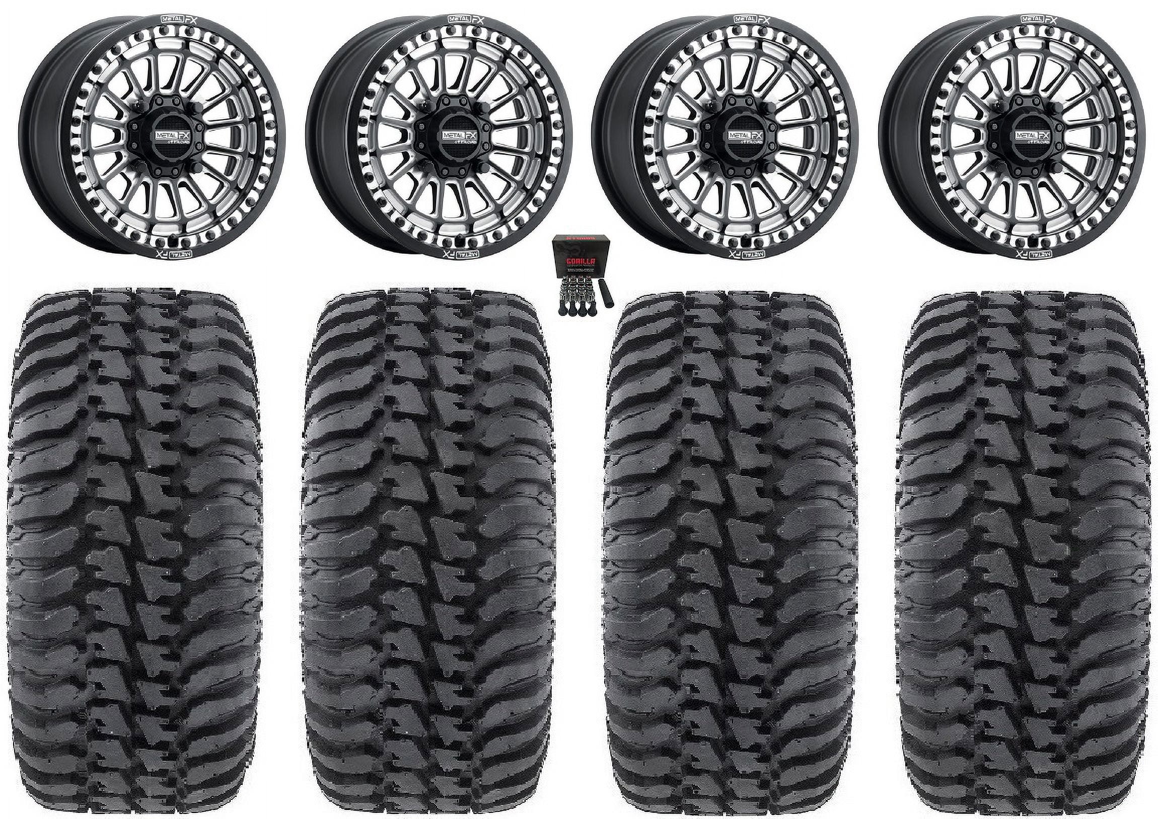 MetalFX Delta Bdlk CC 15" Wheels Bk 30" Regulator Tires Polaris RZR XP ...