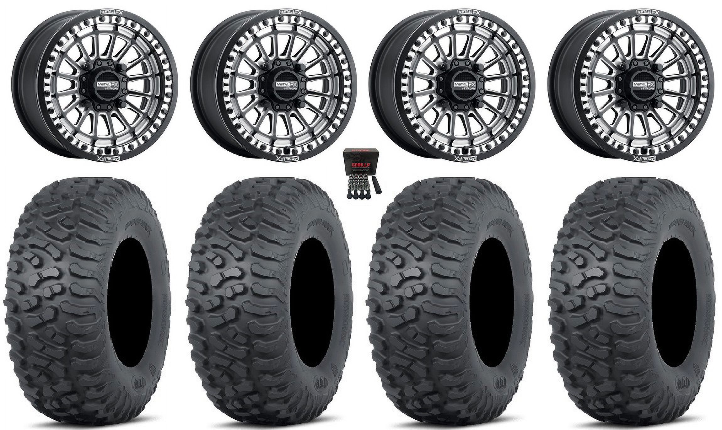 MetalFX Delta Bdlk CC 15" Wheels Bk 30" Terra Hook Tires Polaris RZR XP ...