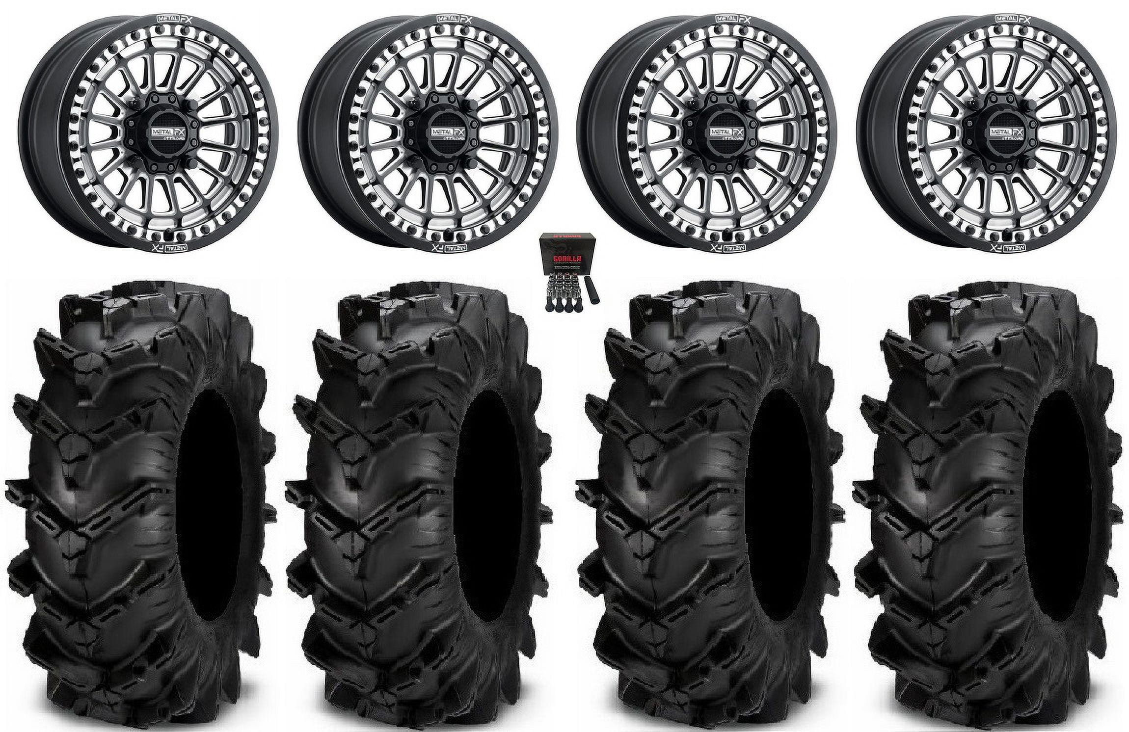 MetalFX Delta Bdlk CC 15" Wheels Bk 32" Cryptid Tires Polaris RZR XP ...