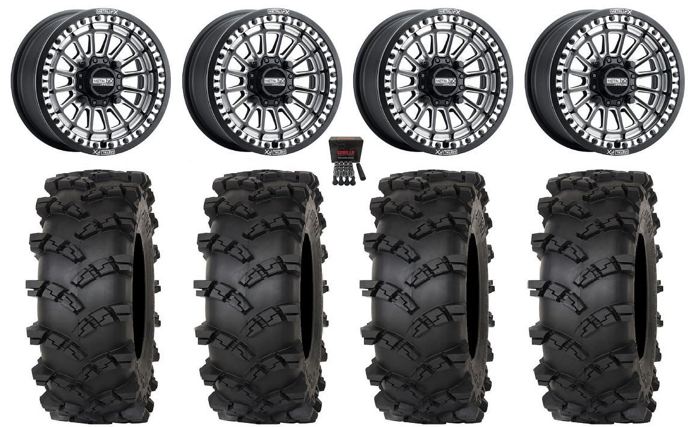 MetalFX Delta Bdlk CC 15" Wheels Bk 33" Outlaw M/T Tires ...