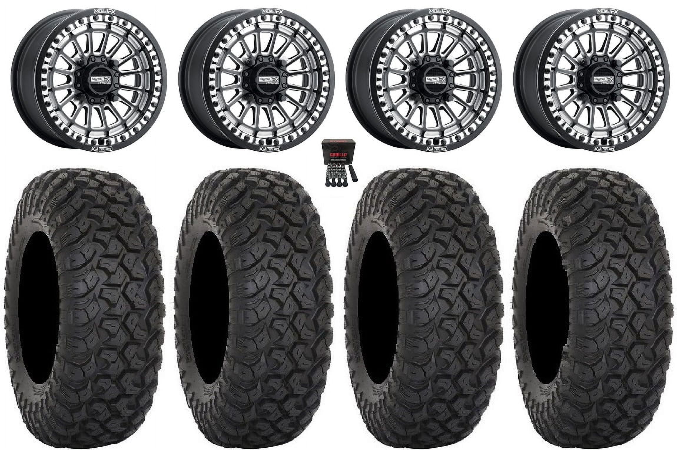 MetalFX Delta Bdlk CC 15" Wheels Bk 33" RT320 Tires Can-Am Maverick X3 ...