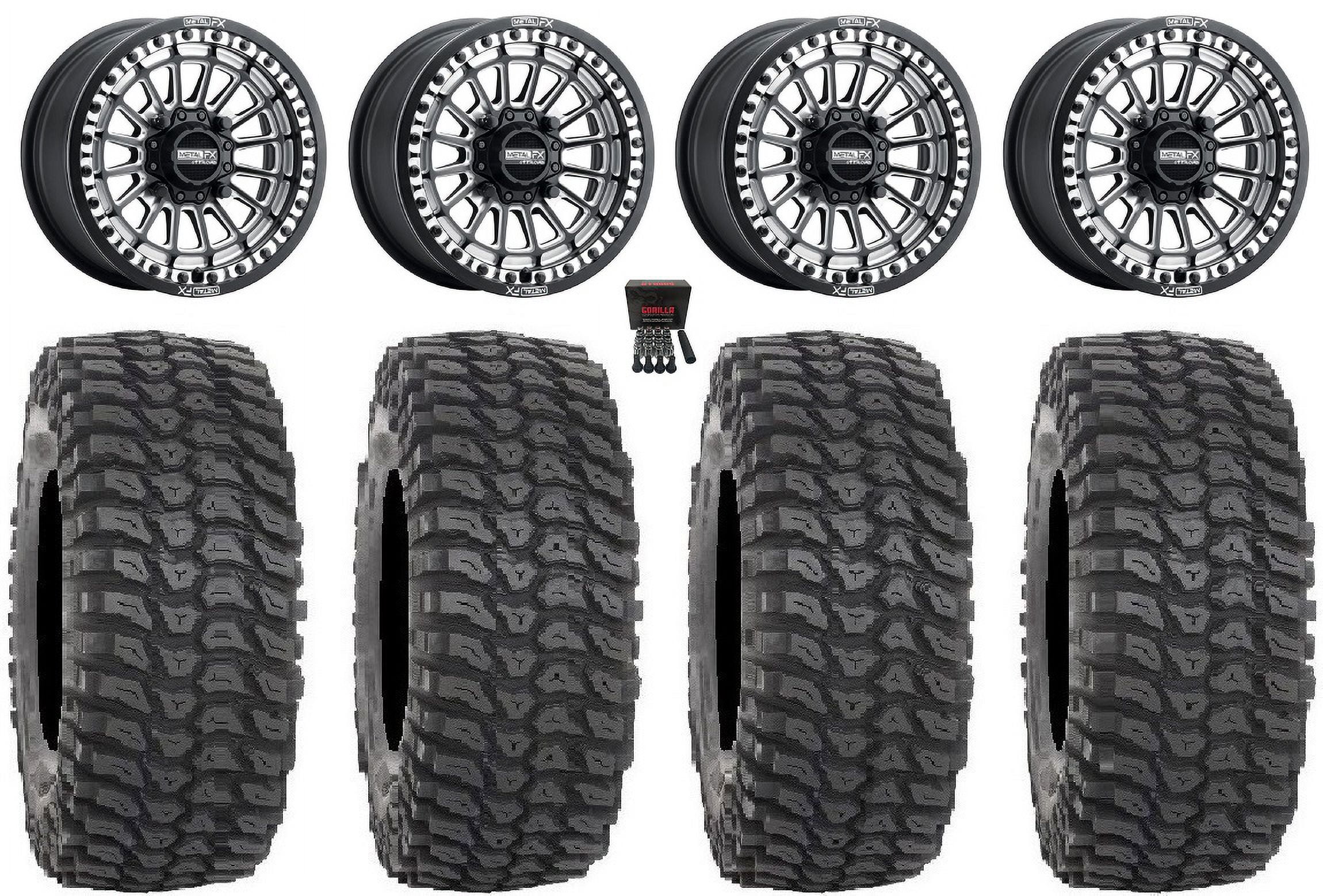 MetalFX Delta Bdlk CC 15" Wheels Bk 35" XCR350 Tires Can-Am Maverick X3 ...