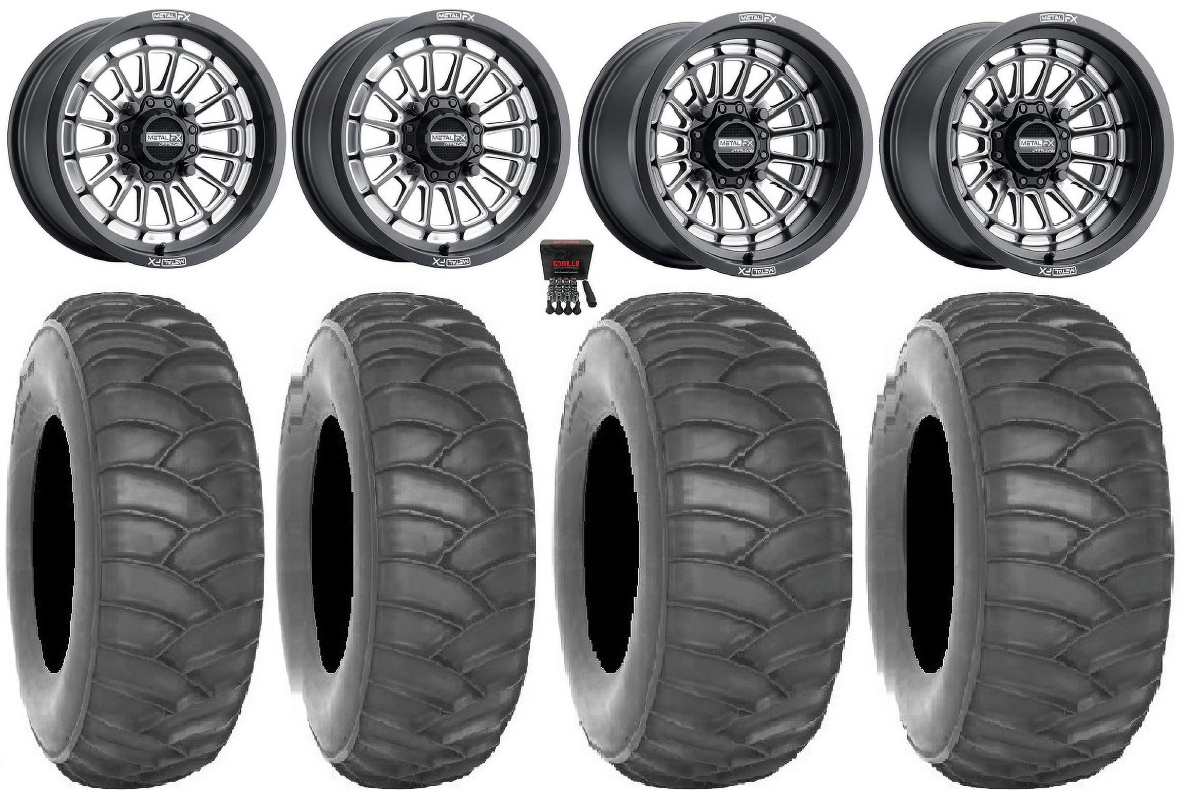 MetalFX Delta CC 15x7/15x10 Wheels Bk 32" SS360/HP Tires Polaris RZR XP ...
