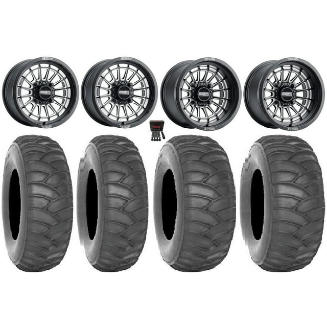 MetalFX Delta CC 15x7/15x10 Wheels Bk 33" SS360/HP Tires Polaris RZR XP ...