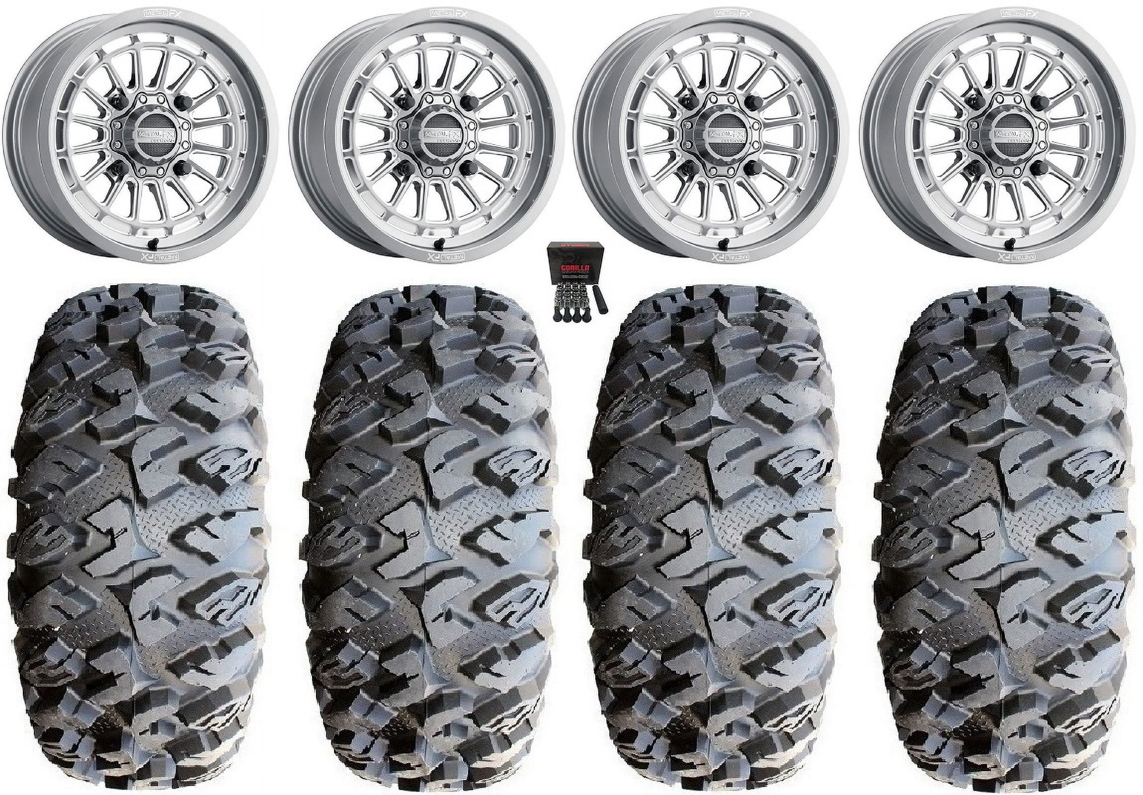 MetalFX Delta Contrast Cut 15" Wheels Gm 28" MotoClaw Tires Kawasaki ...