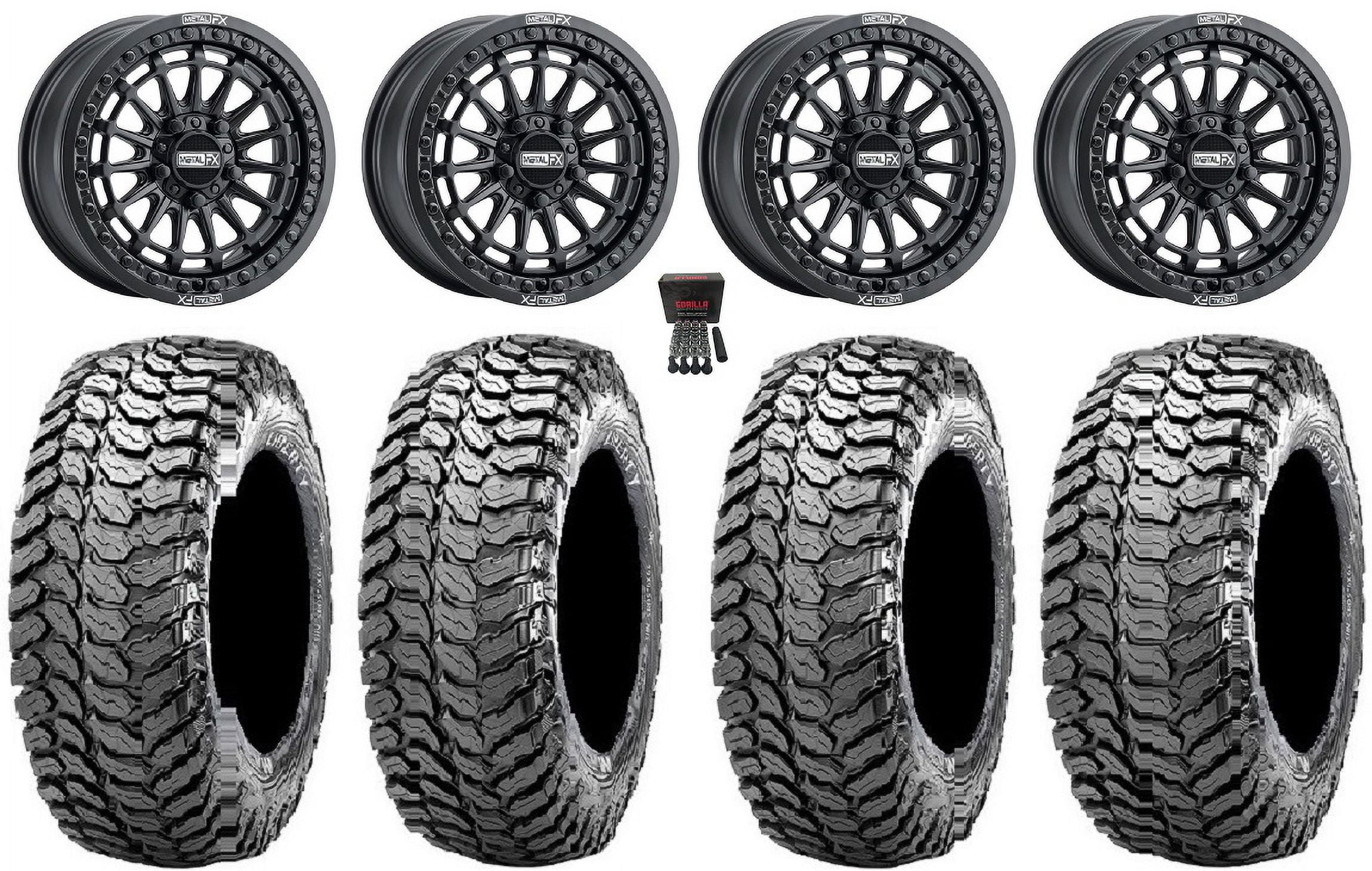 MetalFX Delta R Bdlk 15" Wheels Bk 32" Liberty Tires Polaris RZR Turbo ...
