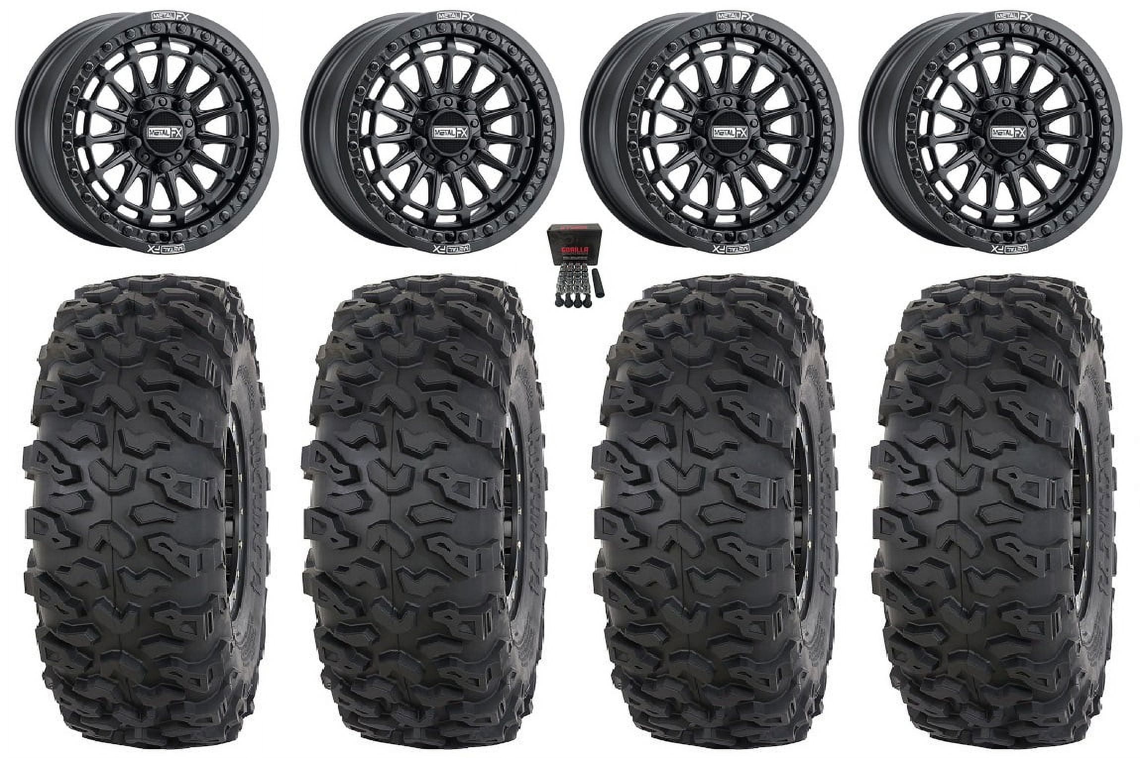MetalFX Delta R Bdlk 15" Wheels Bk 32" Roctane T4 Tires Polaris RZR ...
