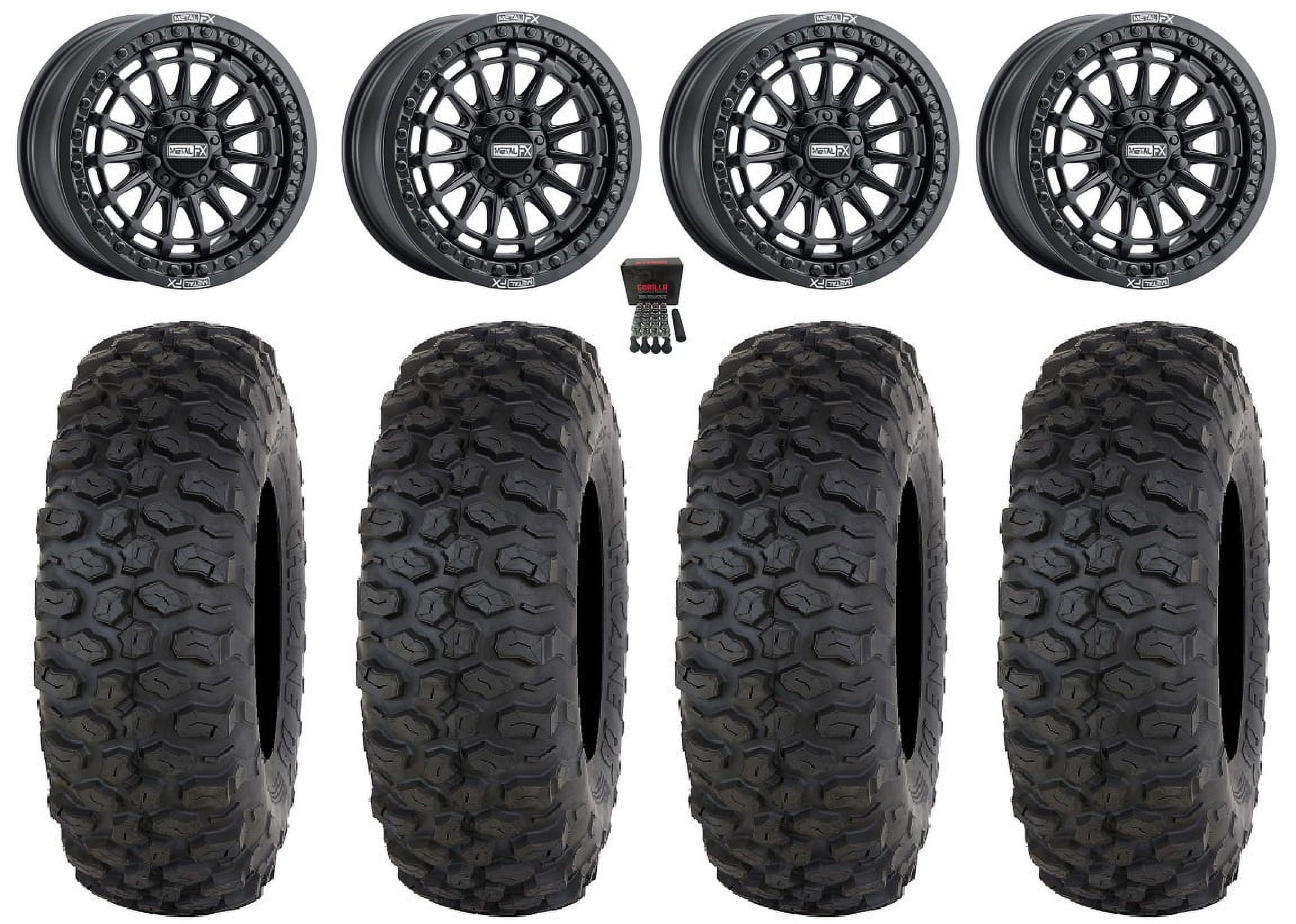 MetalFX Delta R Bdlk 15" Wheels Bk 33" Chicane DS Tires Polaris RZR ...