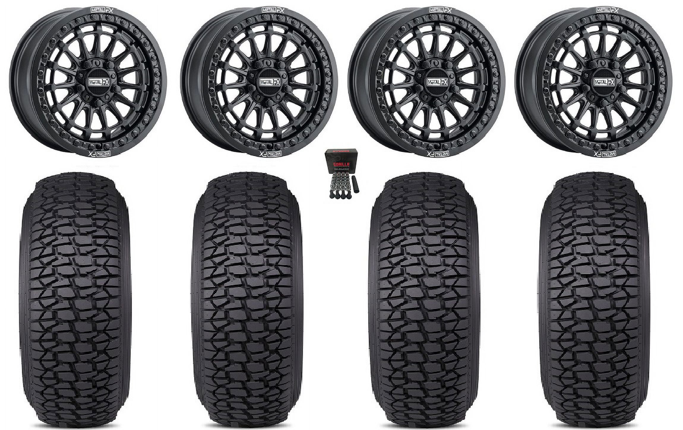 MetalFX Delta R Bdlk 15" Wheels Bk 33" Regulator 2 Tires Polaris RZR ...