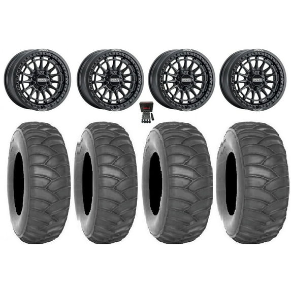 MetalFX Delta R Bdlk 15" Wheels Bk 33" SS360 Tires Polaris RZR Turbo R ...