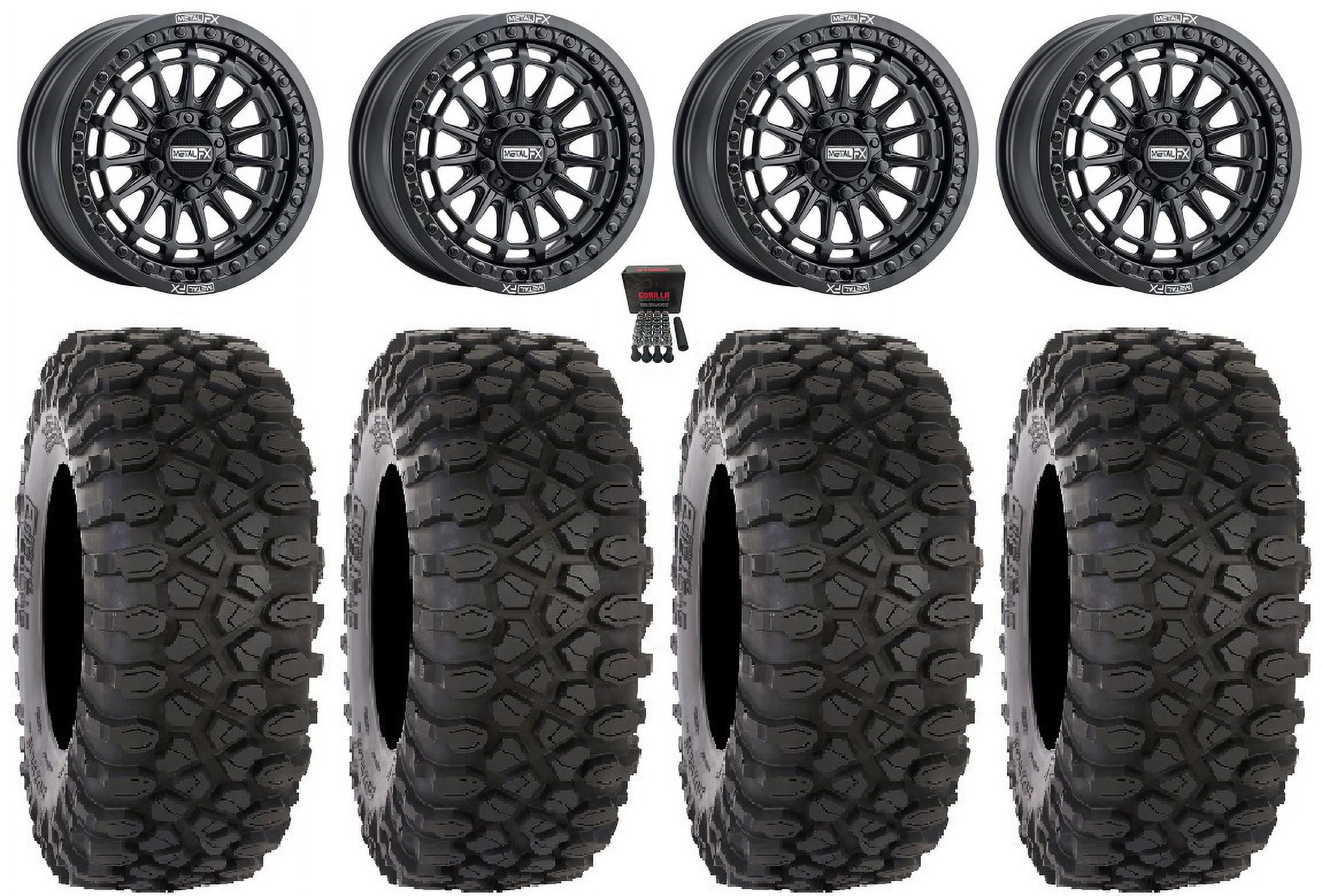 MetalFX Delta R Bdlk 15" Wheels Bk 33" XC450 Tires Polaris RZR Turbo R ...