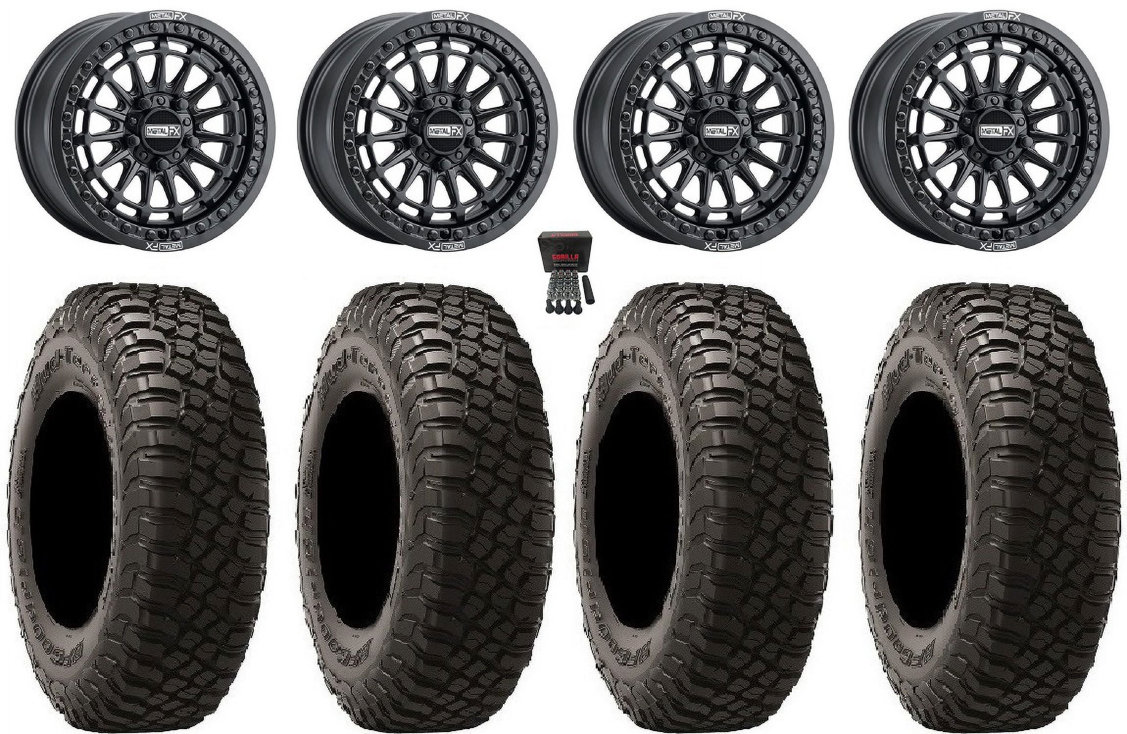 MetalFX Delta R Bdlk 15" Wheels Bk 35" BFG KM3 Tires Polaris RZR Turbo ...