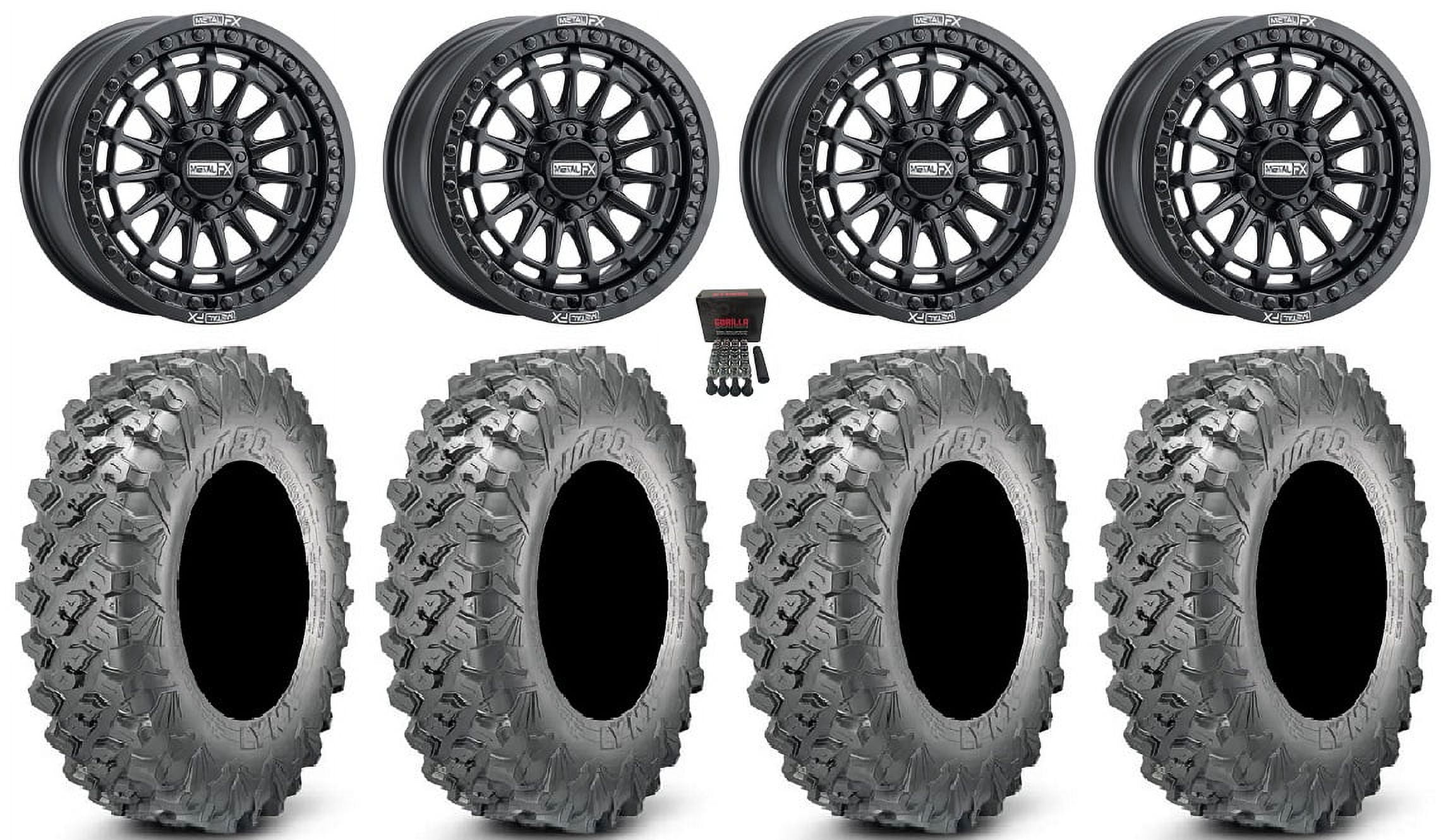 MetalFX Delta R Bdlk 15" Wheels Bk 35" Lynx SXS Tires Polaris RZR Turbo ...