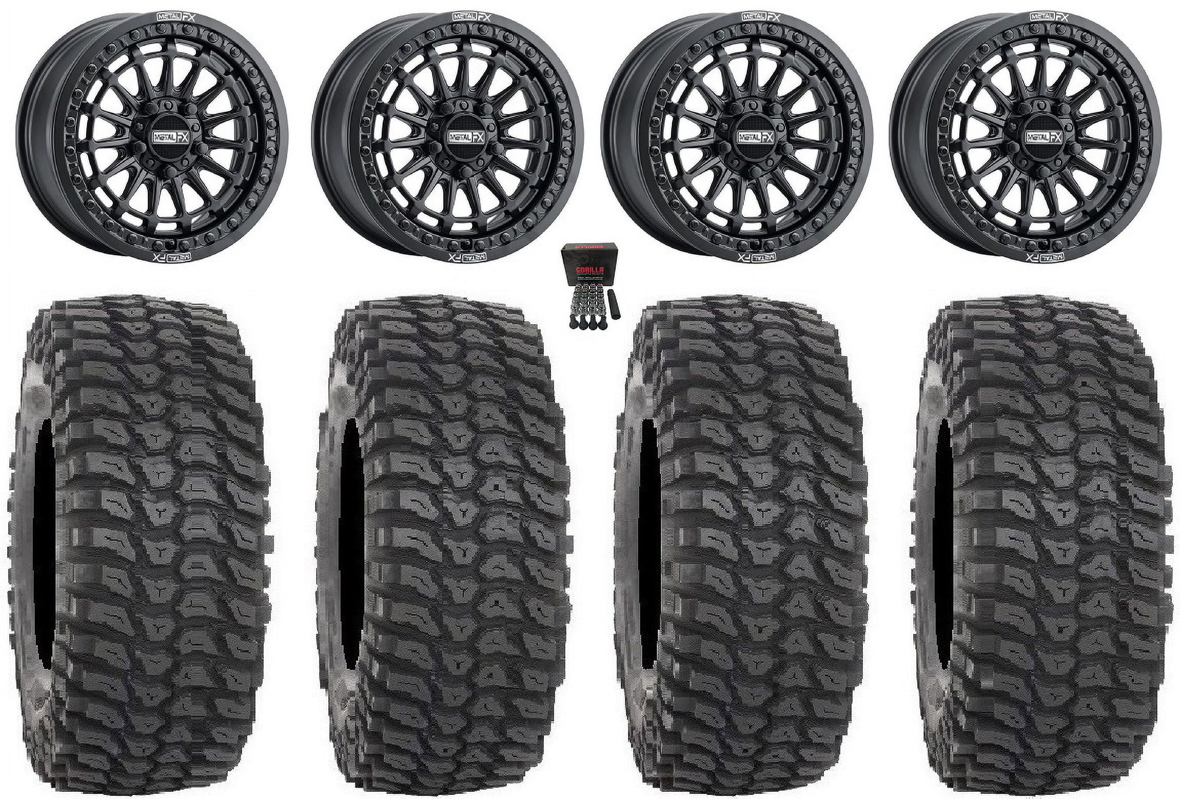 MetalFX Delta R Bdlk 15" Wheels Bk 35" XCR350 Tires Polaris RZR Turbo R ...