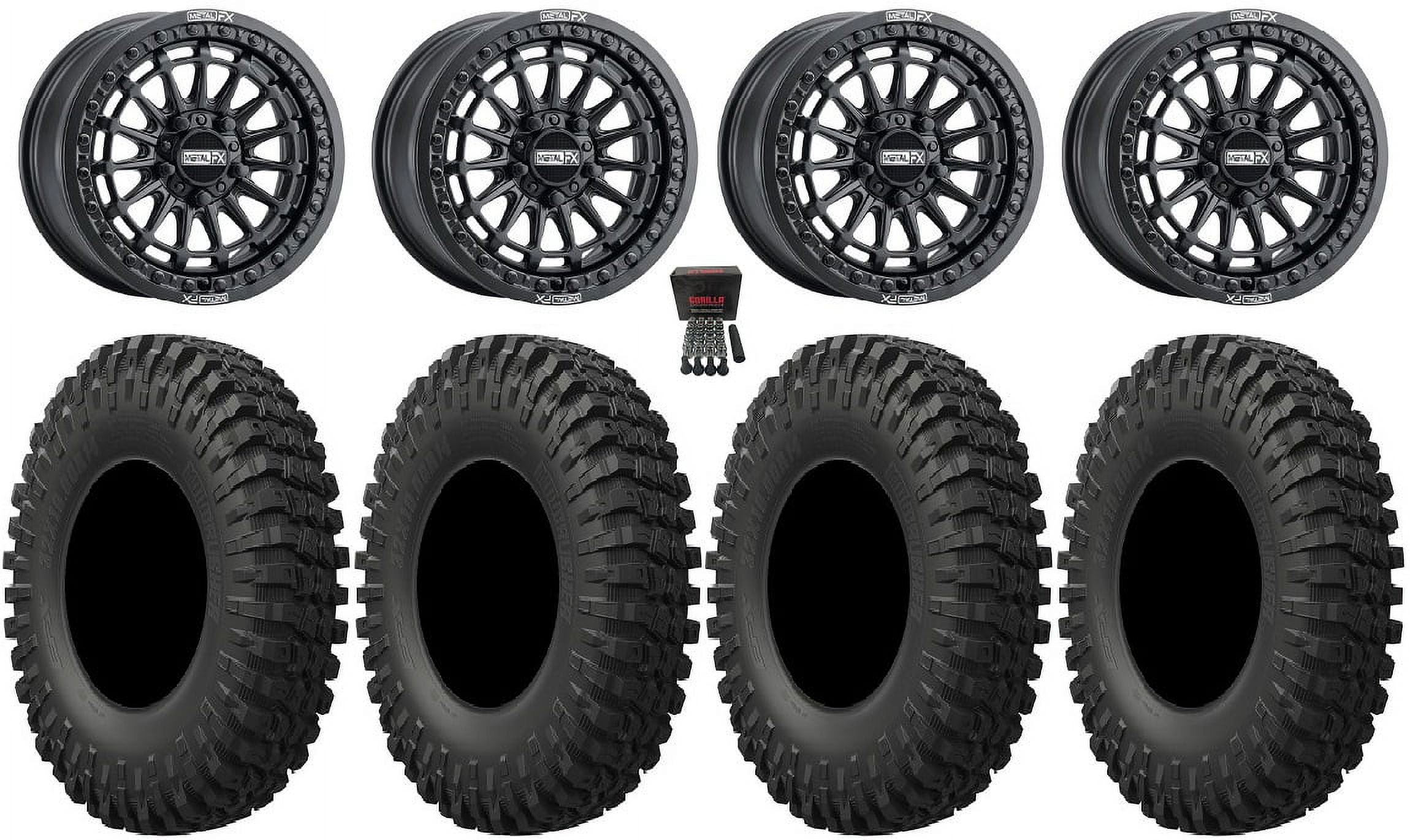 MetalFX Delta R Bdlk 15" Wheels Bk 37" MotoCrusher Tires Polaris RZR ...