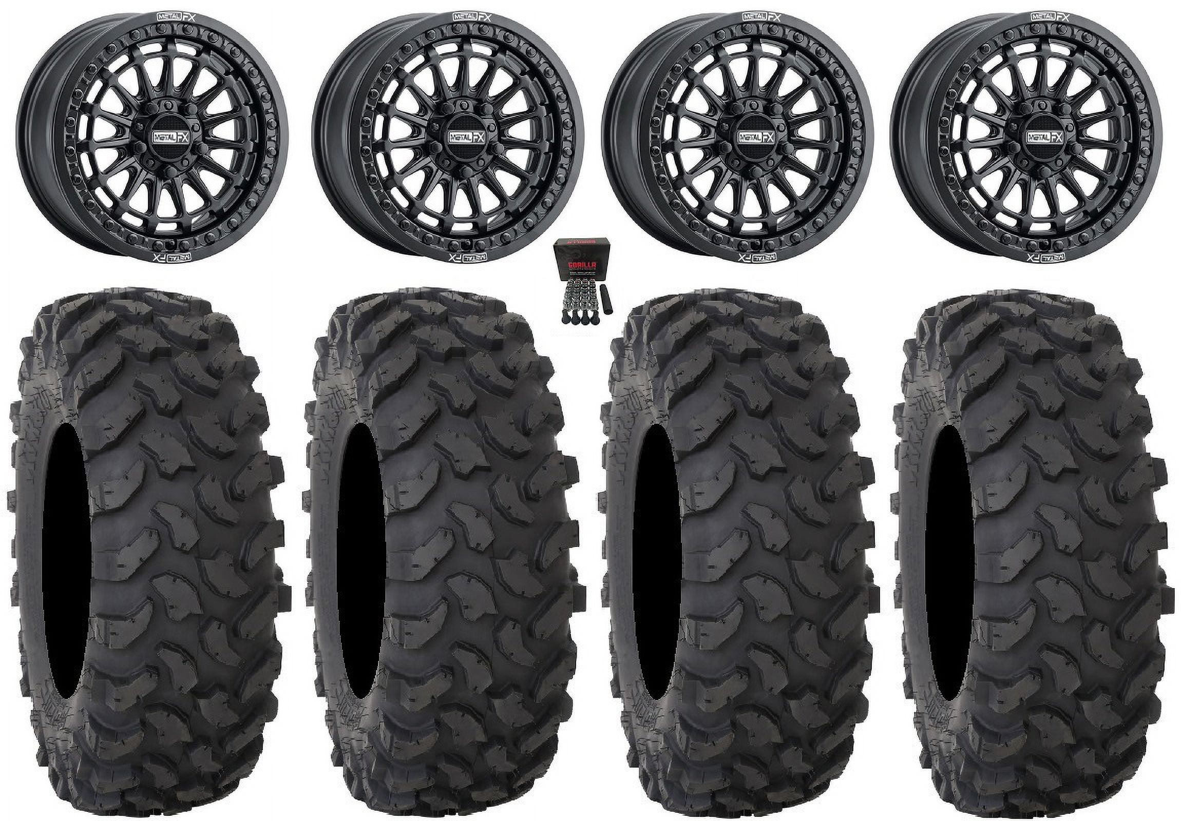 MetalFX Delta R Bdlk 15" Wheels Bk 37" XTR370 Tires Polaris RZR Turbo R ...