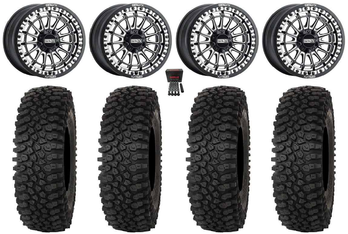 MetalFX Delta R Bdlk CC 15" Wheels Bk 33" Roctane ST Tires Polaris RZR ...