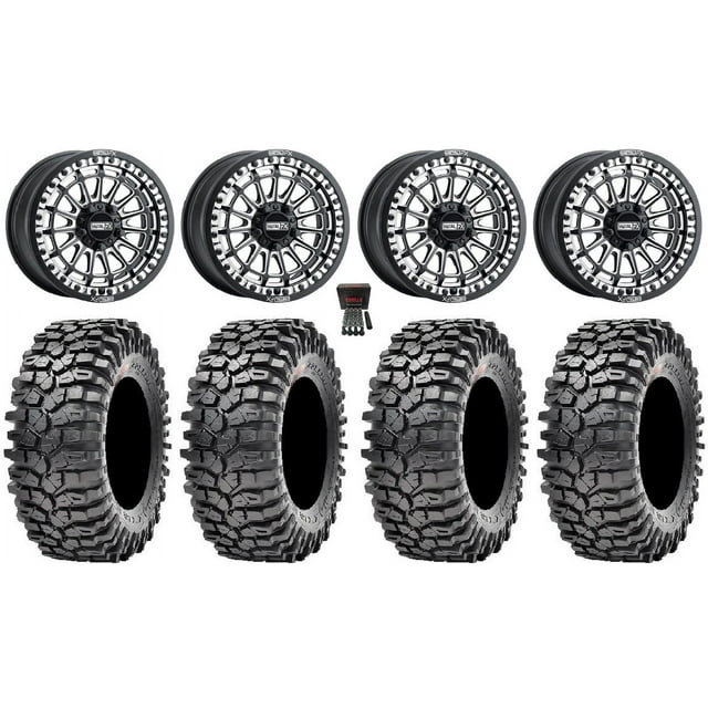MetalFX Delta R Bdlk CC 15" Wheels Bk 35" Roxxzilla Tires Polaris RZR ...