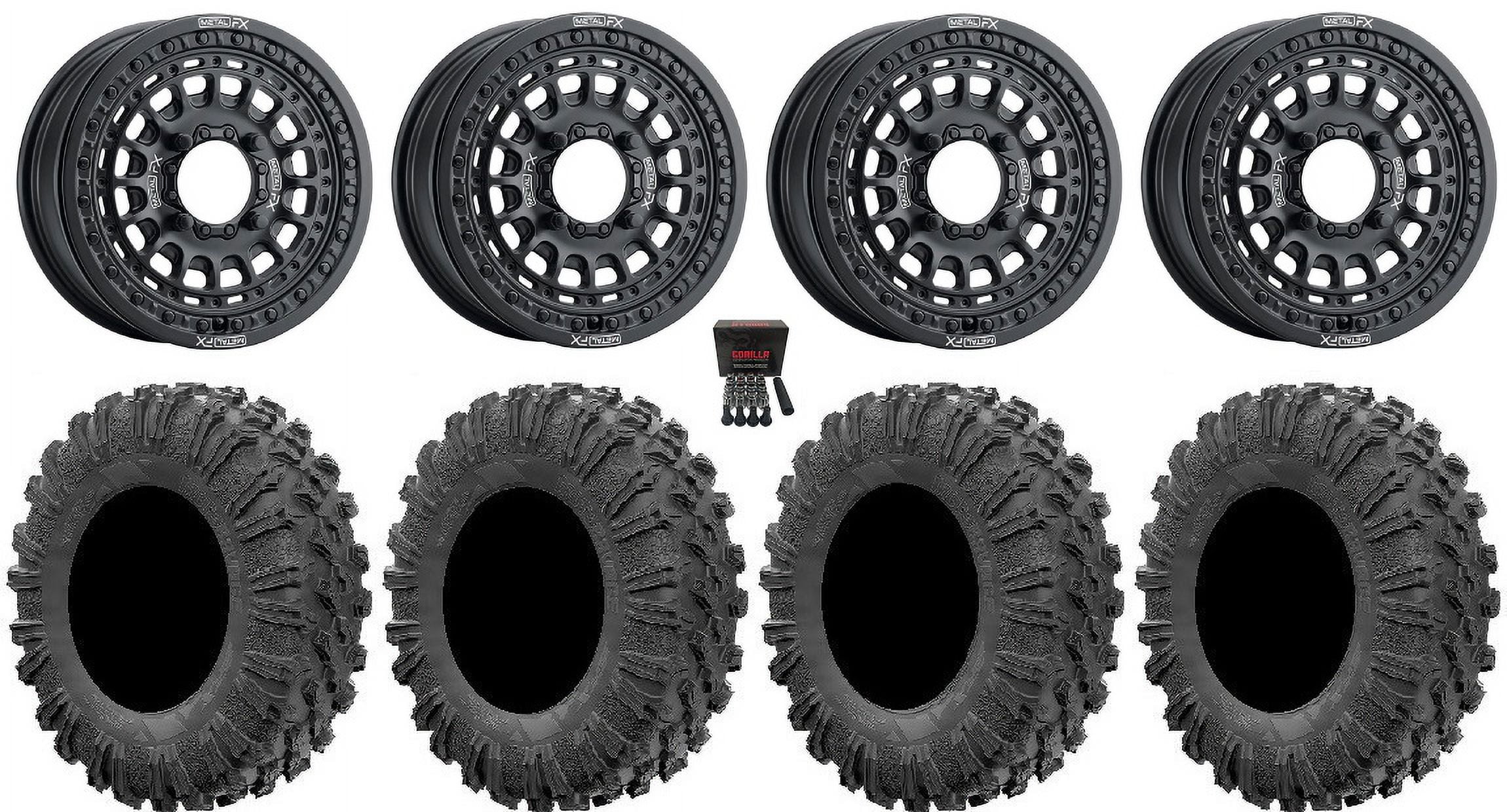 MetalFX Hitman Beadlock 15" Wheels Black 30" MotoRavage Tires ...
