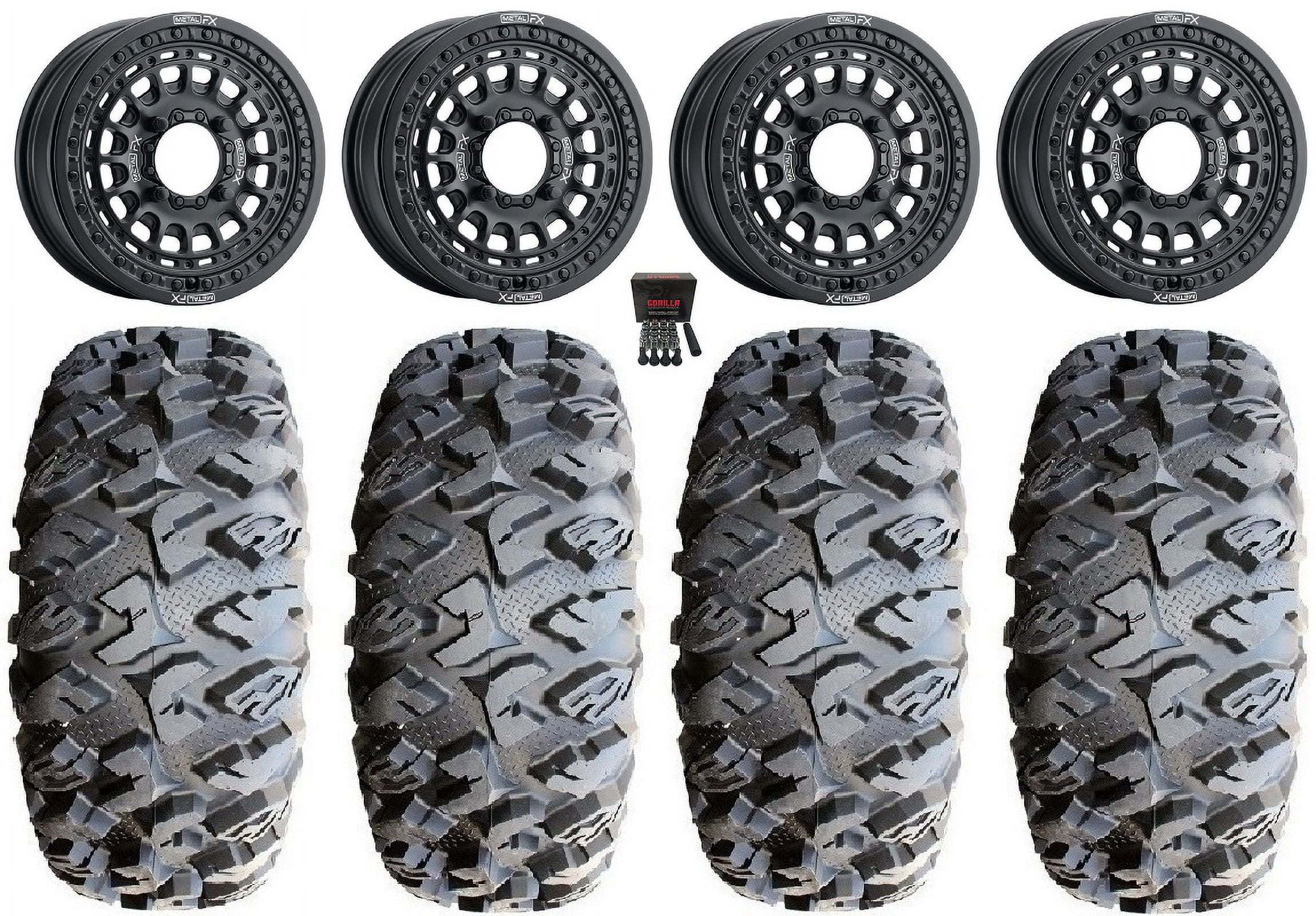MetalFX Hitman Beadlock 15" Wheels Black 31" MotoClaw Tires Sportsman ...