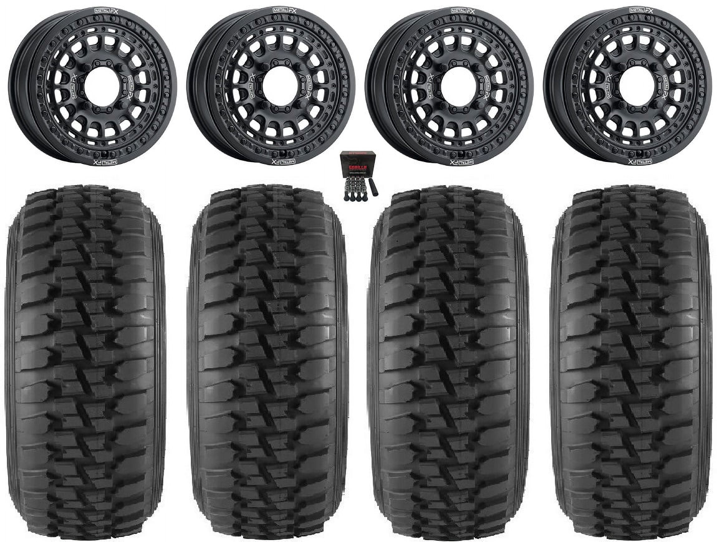 MetalFX Hitman Beadlock 15" Wheels Black 32" DS Soft Tires Can-Am ...