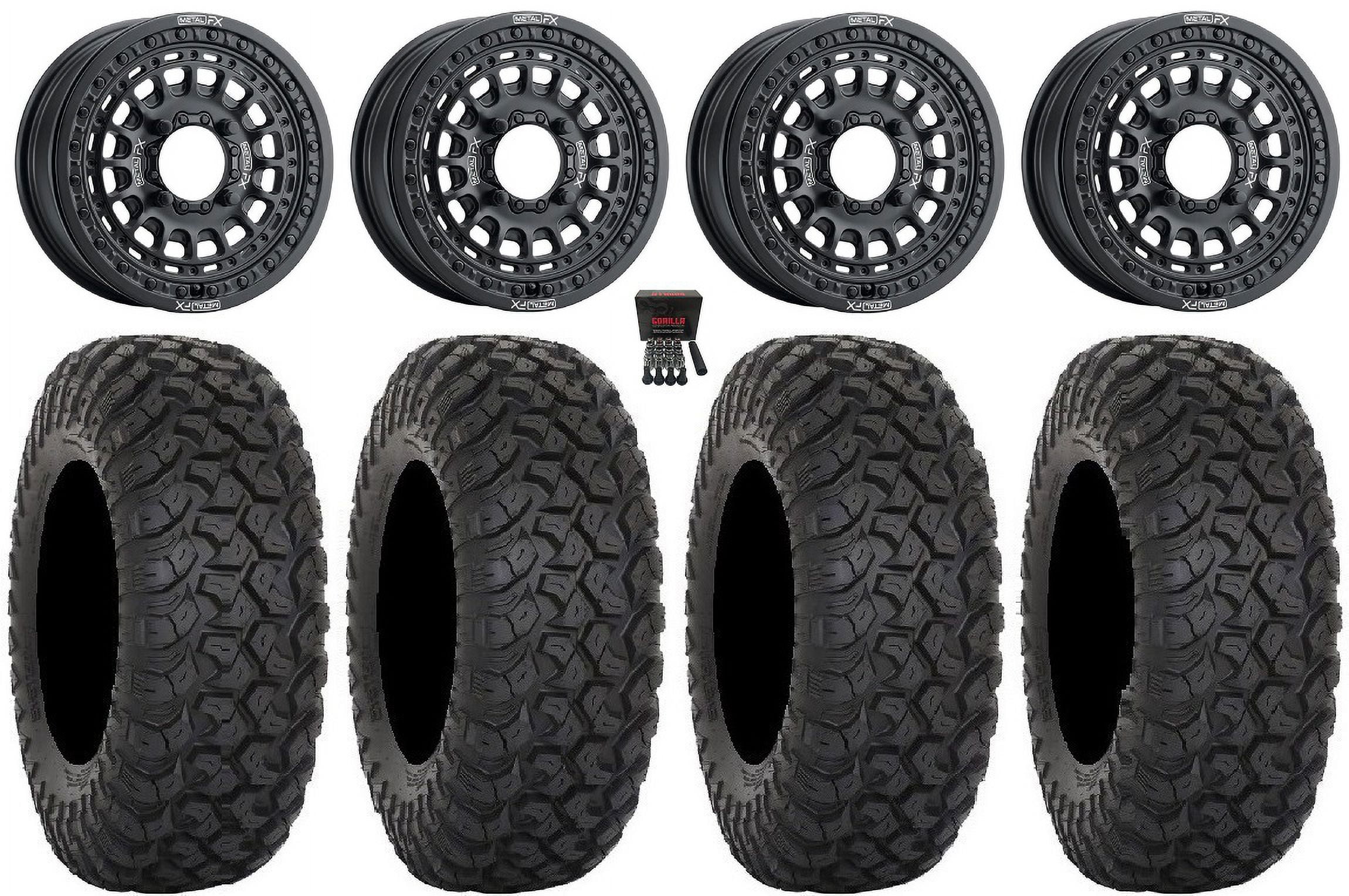 MetalFX Hitman Beadlock 15" Wheels Black 33" RT320 Tires Sportsman RZR ...
