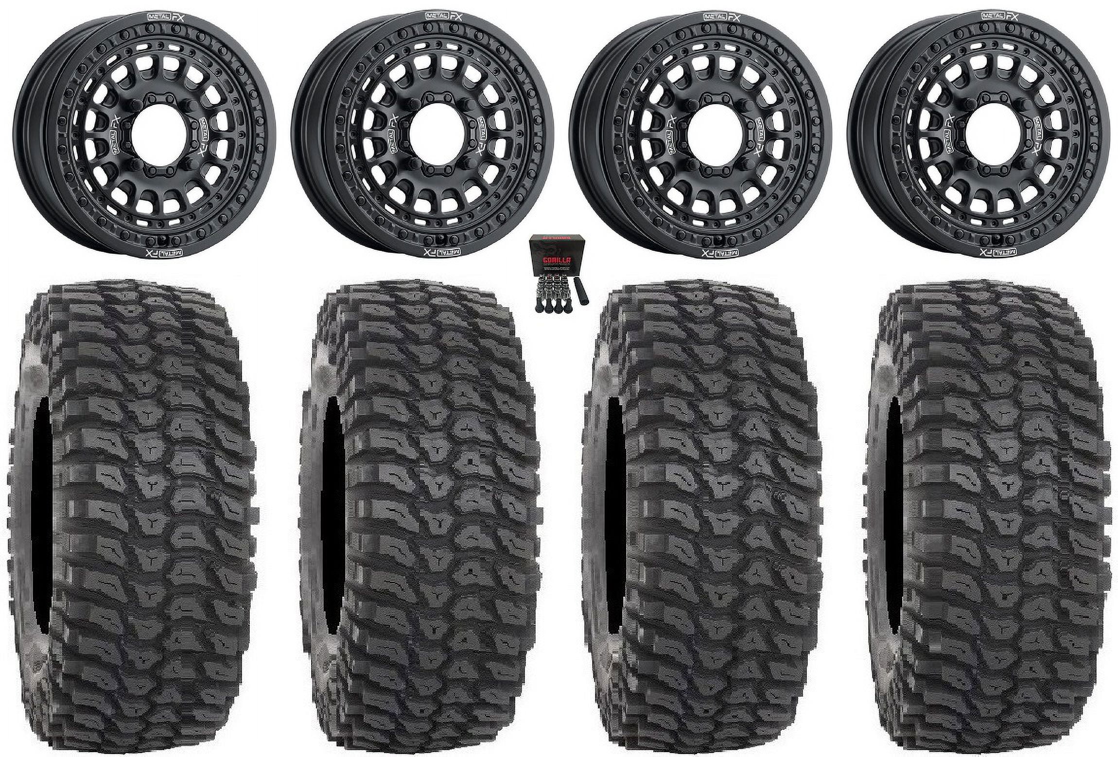 MetalFX Hitman Beadlock 15" Wheels Black 33" XCR350 Tires Can-Am ...