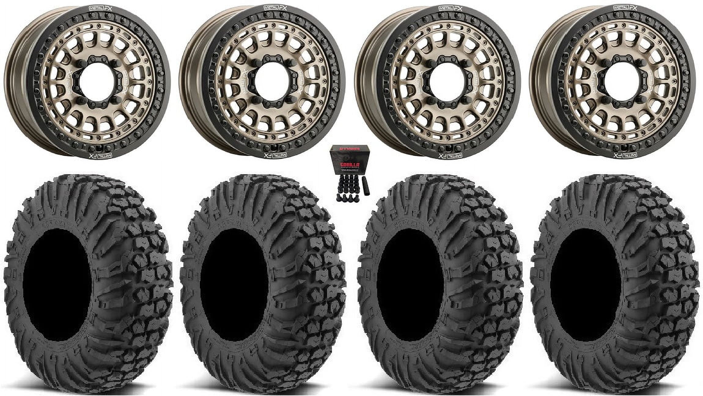 MetalFX Hitman Beadlock 15" Wheels Br 34" MotoVator Tires Sportsman RZR ...