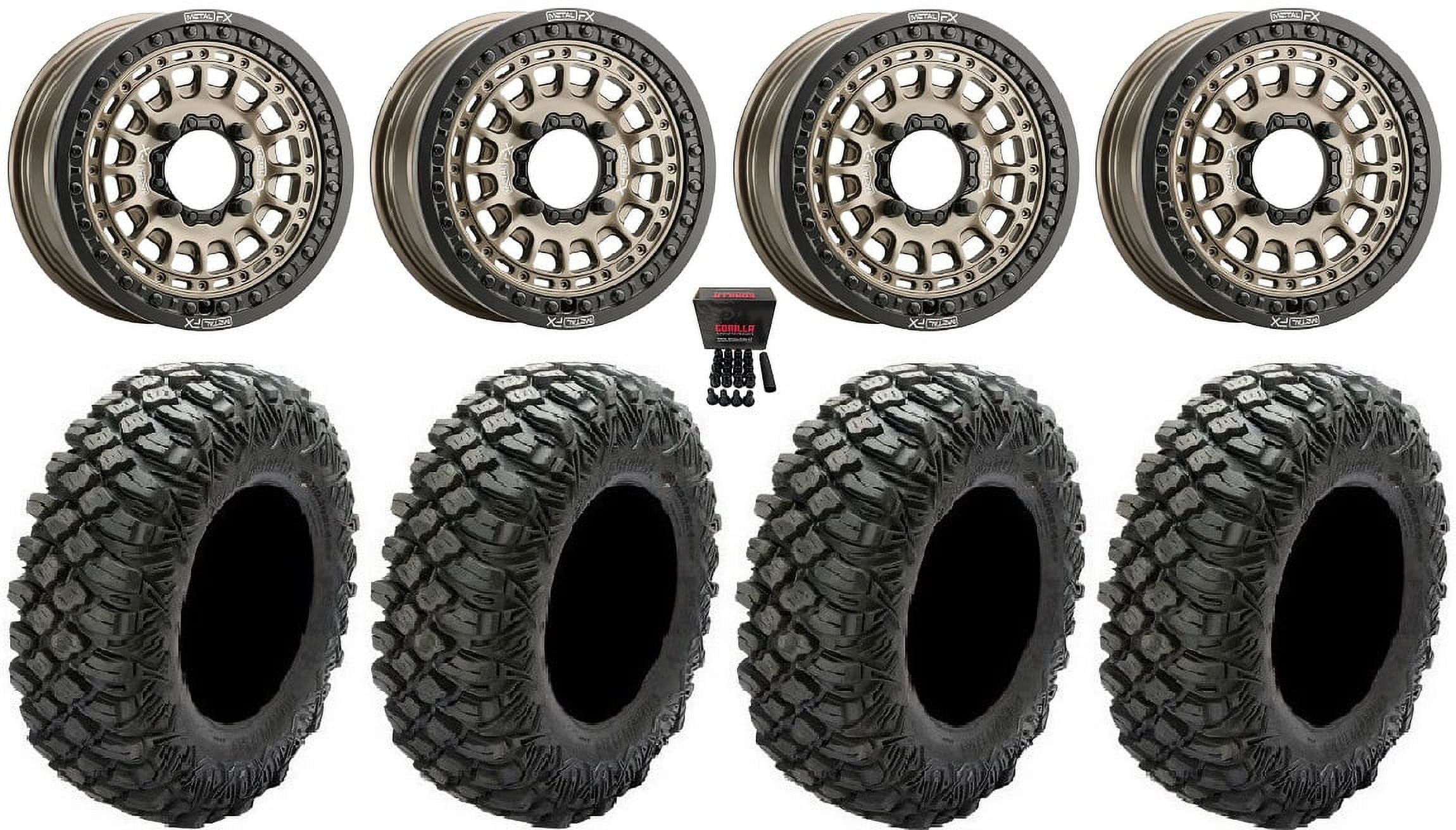 MetalFX Hitman Beadlock 15" Wheels Bronze 30" Crawler XR Tires Can-Am ...