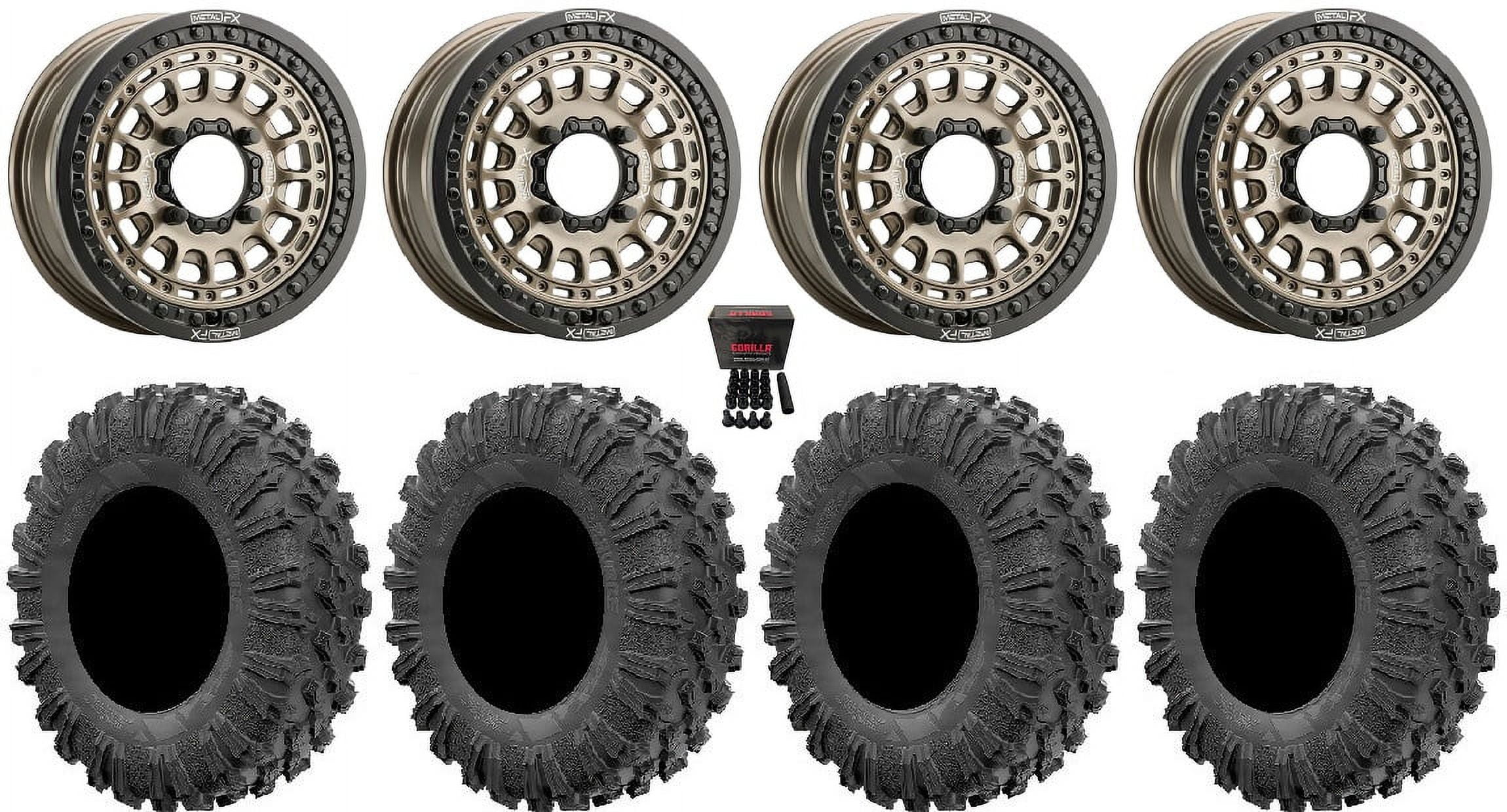 MetalFX Hitman Beadlock 15" Wheels Bronze 32" MotoRavage Tires Can-Am ...