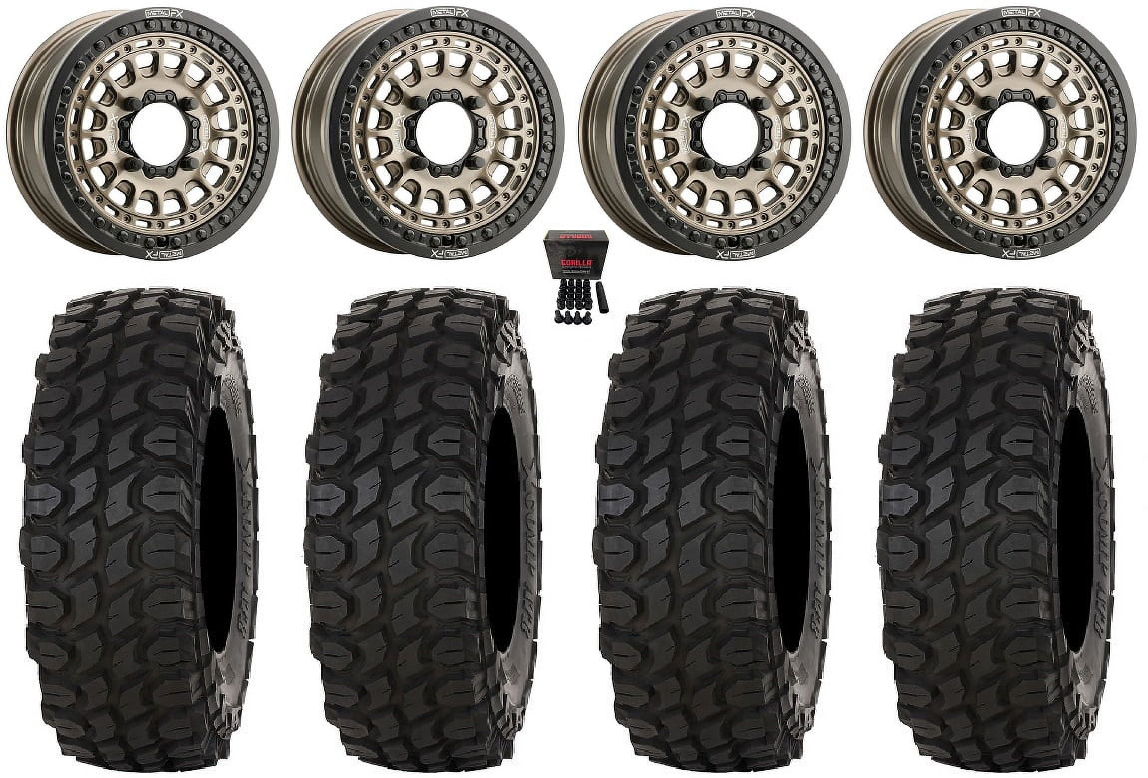 MetalFX Hitman Beadlock 15" Wheels Bronze 32" XComp ATR Tires Mule Pro ...